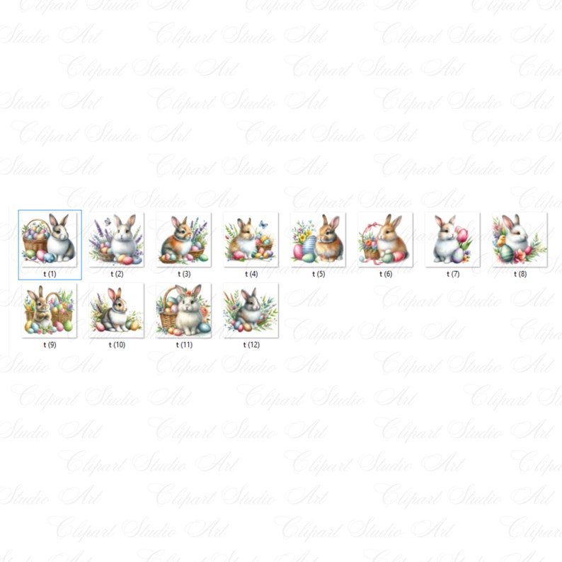 12 Easter Bunny Clipart, Flower Bunnies Clipart, Easter Egg and Easter ...