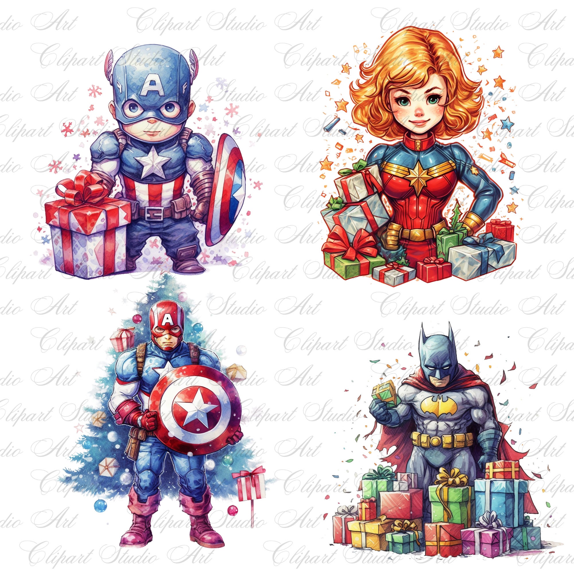 Christmas Superhero Clipart, Christmas Superheroes Avengers Clipart ...