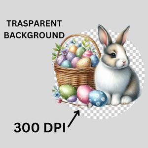 12 Easter Bunny Clipart, Flower Bunnies Clipart, Easter Egg and Easter ...