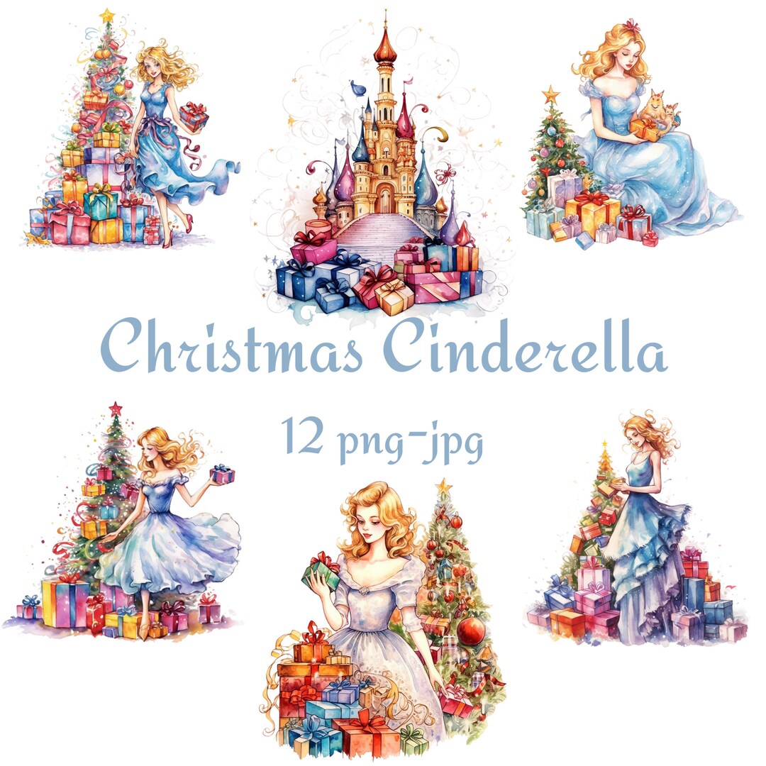 12 Cinderella Clipart, Christmas Fairy Tale Princess Clipart ...