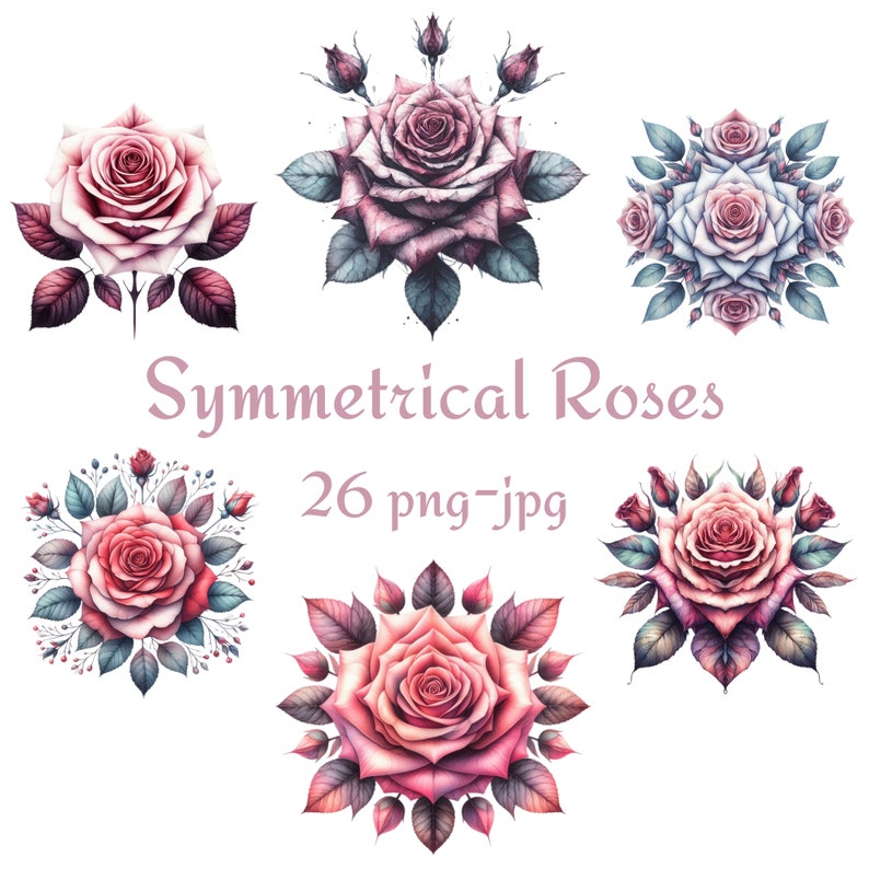 26 Symmetrical Roses Clipart, Colorful and Symmetrical Roses Clipart ...