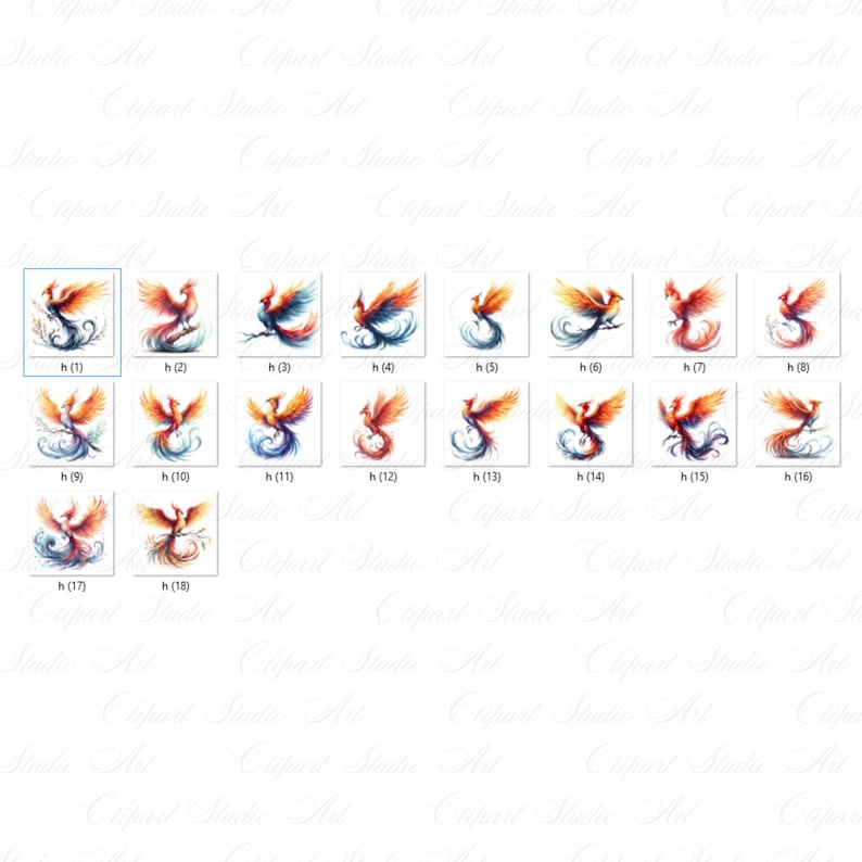 18 Phoenix II Clipart, High Quality Phoenix Clipart, Watercolor Phoenix ...