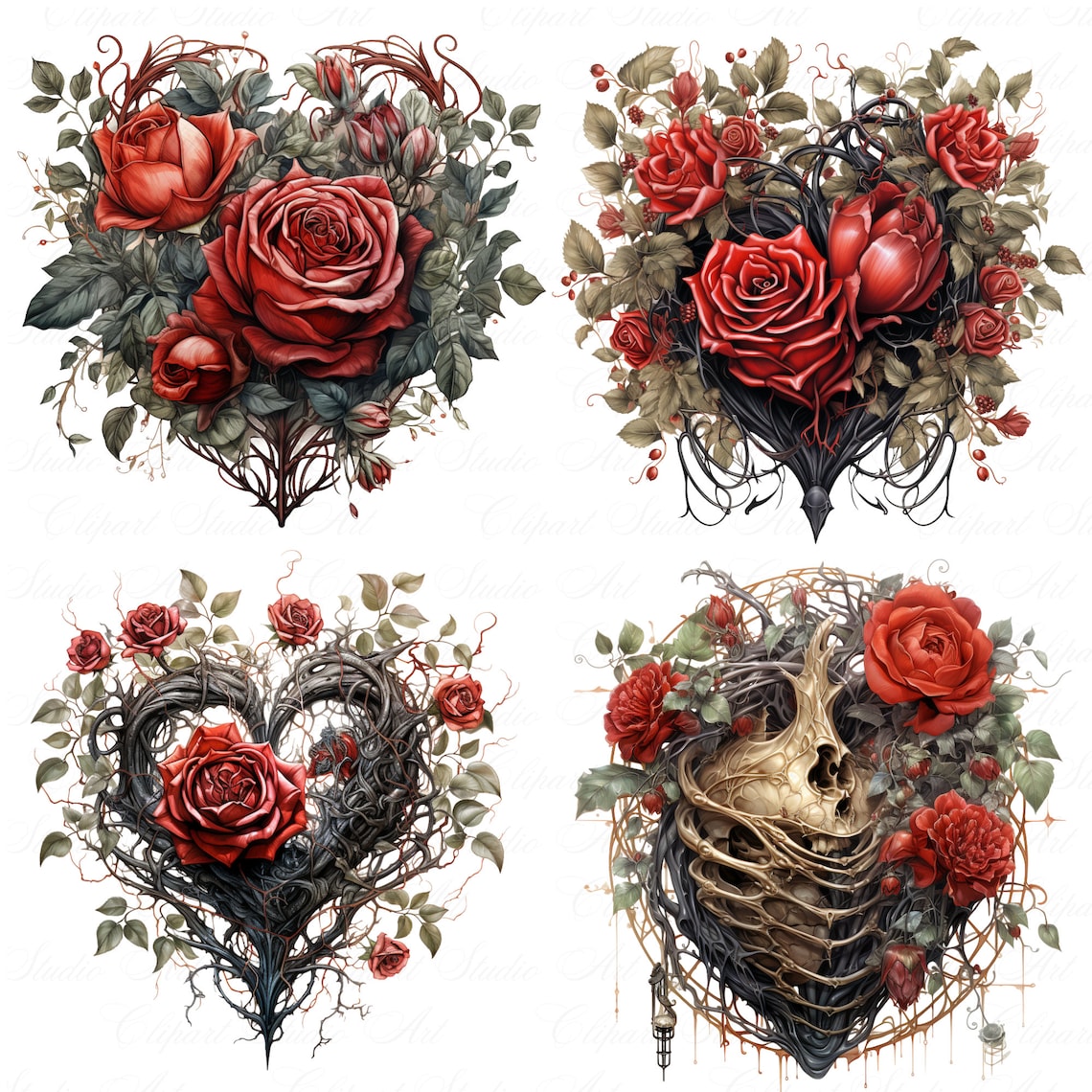 13 Gothic Human Heart Clipart, Anatomical Heart Clipart, Watercolor ...