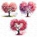 Pink Tree Heart Leaves Clipart, Heart Leaf Tree Autumn Clipart ...