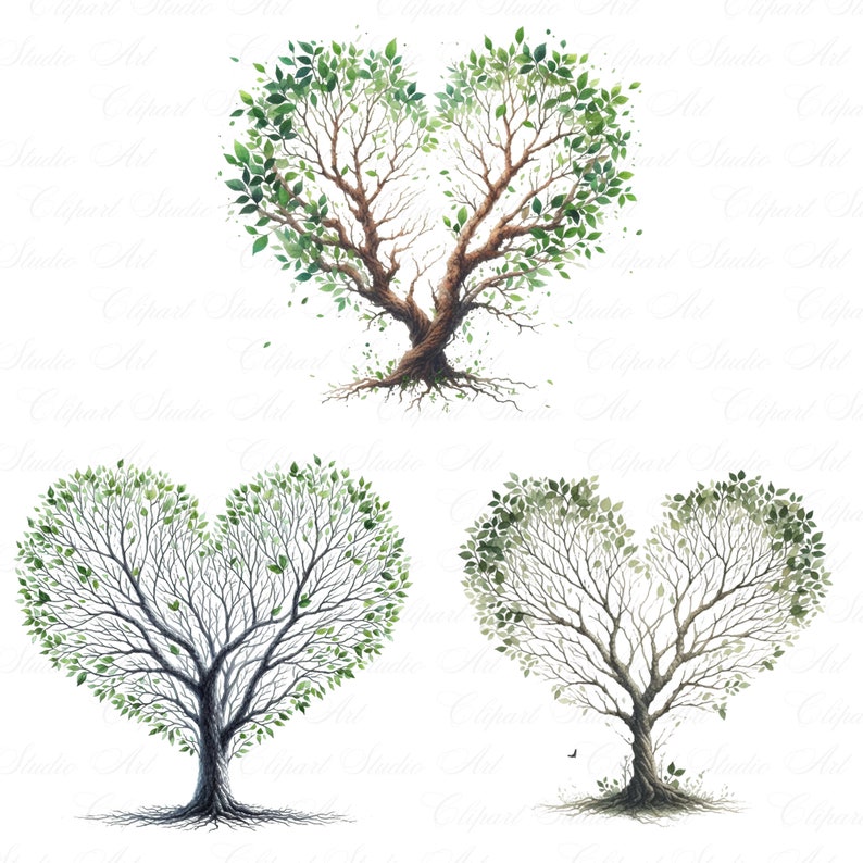 21 Spring Tree With Heart Clipart, Watercolor Spring Tree With Heart ...
