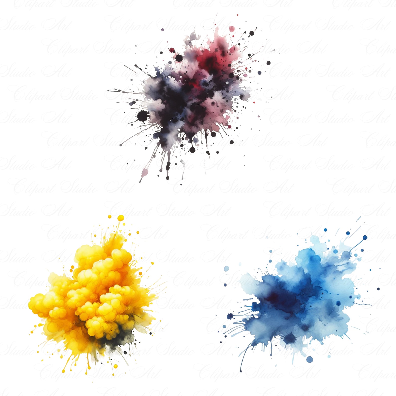 20 Ink Splash Clipart, Ink Splash Clipart, Watercolor Ink Splash ...