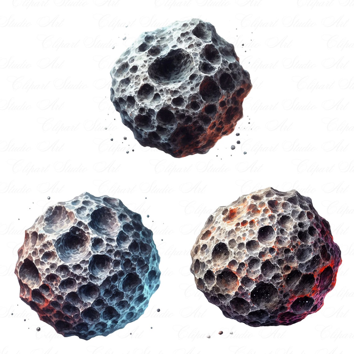 19 Meteorite Clipart, Asteroid From Space Clipart, Watercolor Meteorite ...