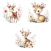 Cute Deer With Spring Flowers Clipart, Watercolor Floral Deer Clipart ...