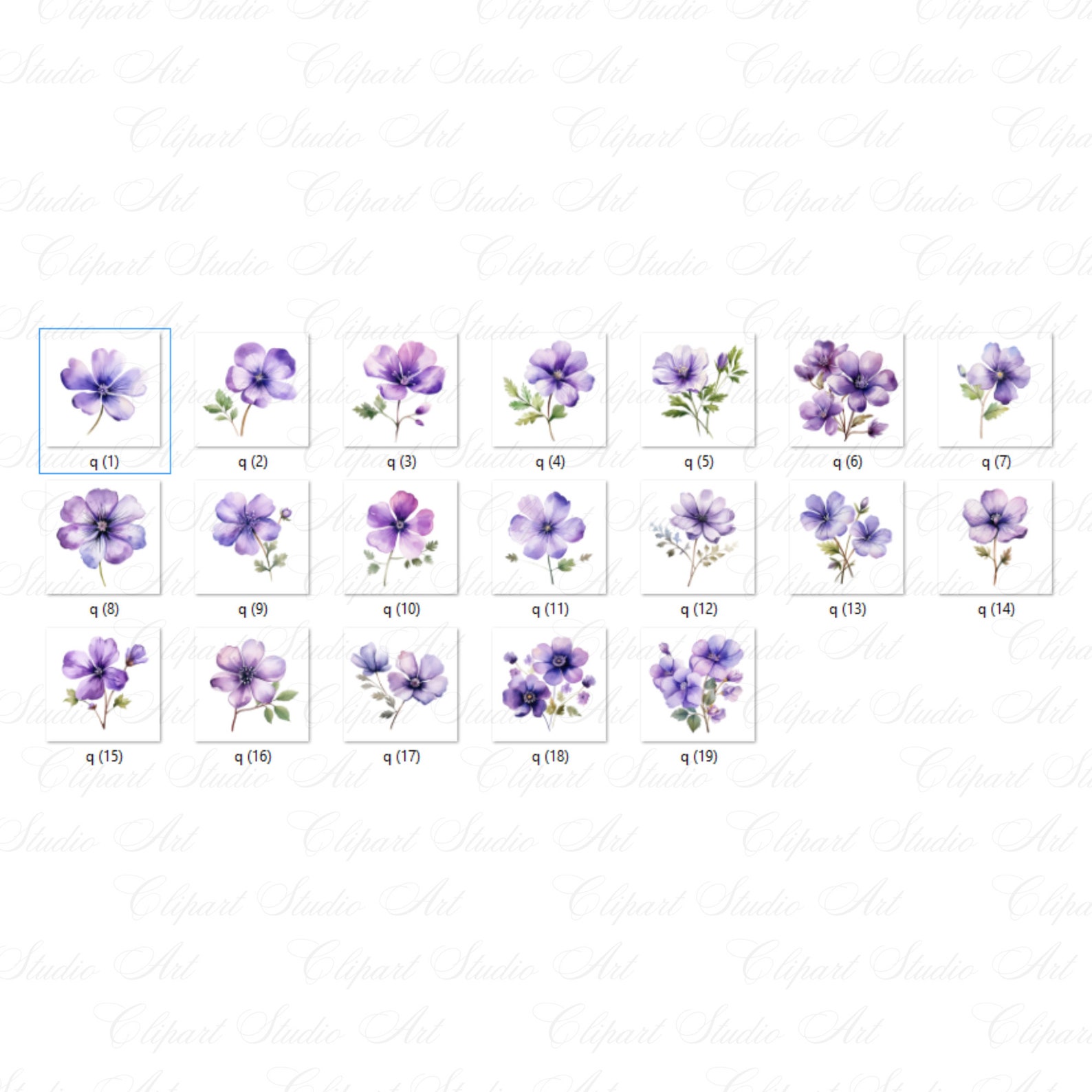 19 Violet Flower Clipart, Wedding Bridal Shower Violet Flower Clipart ...