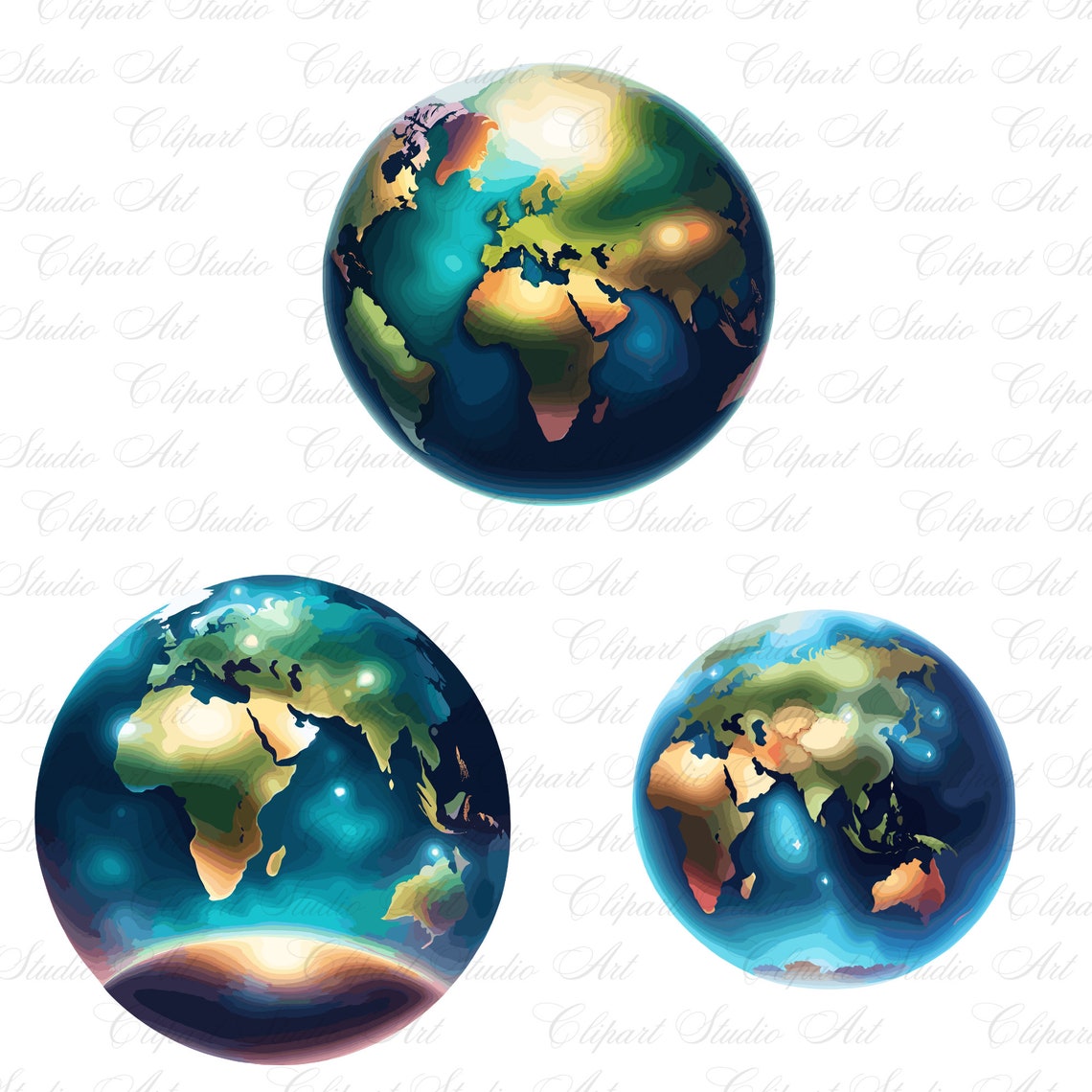 View of Earth From Space Clipart, Planet Earth Clipart Bundle ...
