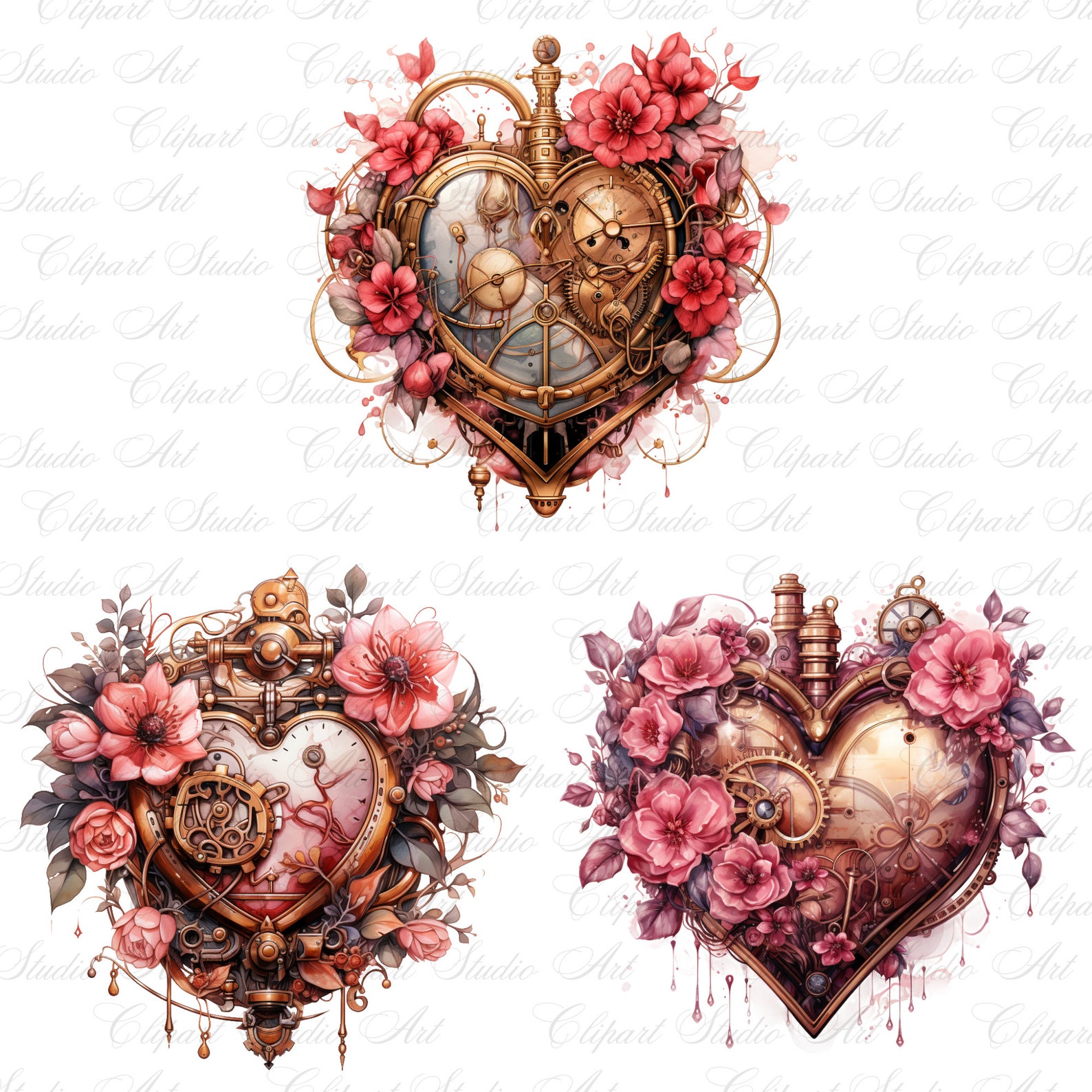 Steampunk Valentine Day Heart Clipart, Steampunk Valentine Day ...