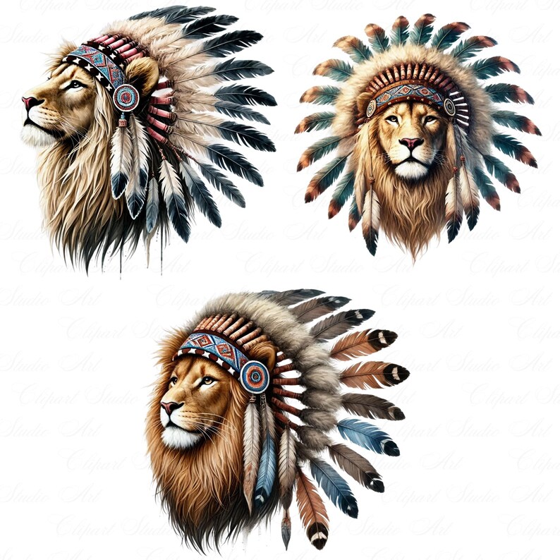 15 Chief Lion Clipart, Native American Lions Clipart, High Quality ...
