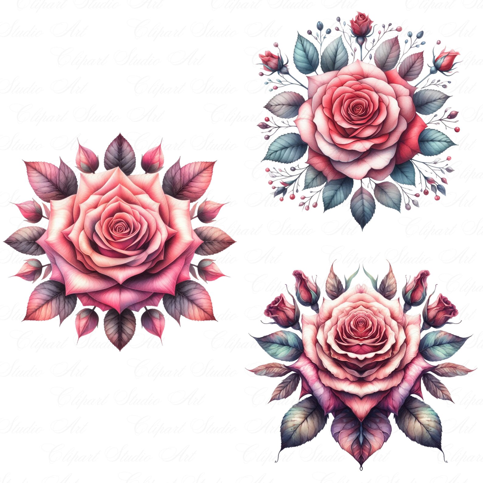 26 Symmetrical Roses Clipart, Colorful and Symmetrical Roses Clipart ...