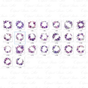 23 Purple Rose Wreath Clipart, Wedding Bridal Shower Purple Rose ...