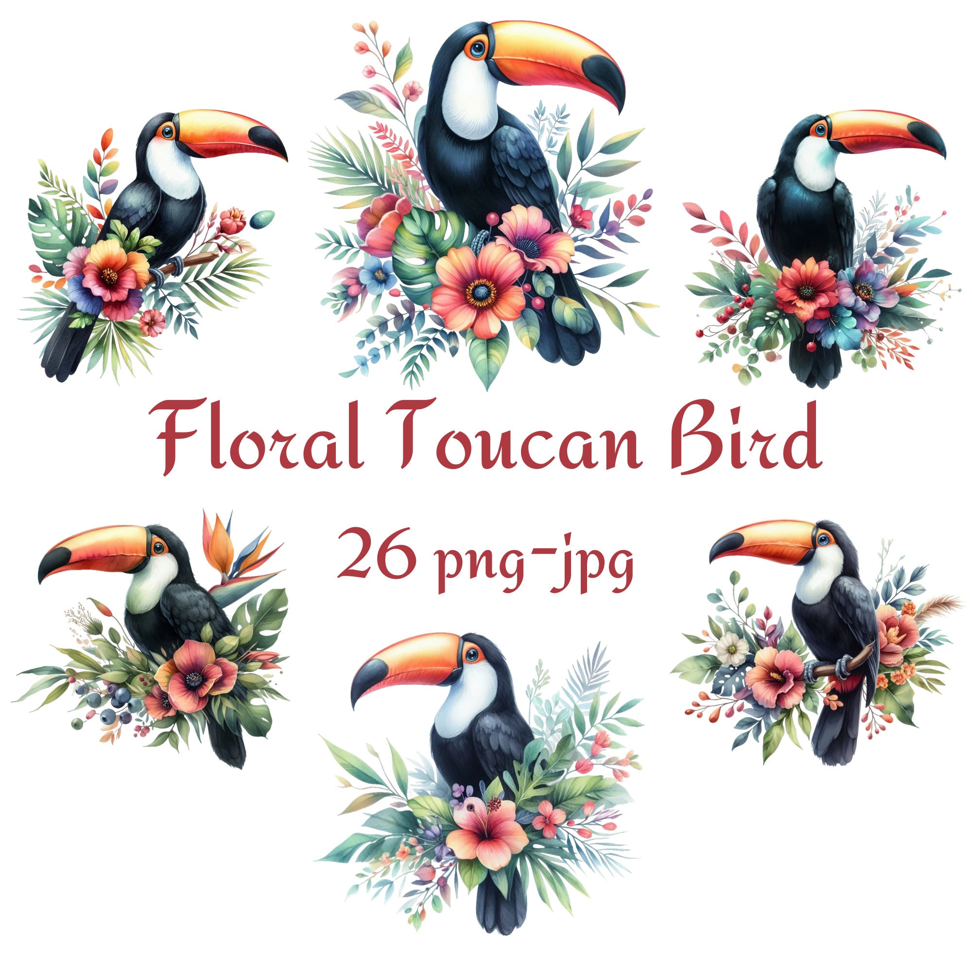 26 Floral Toucan Bird Clipart, Lucky Bird Clipart, High Quality ...