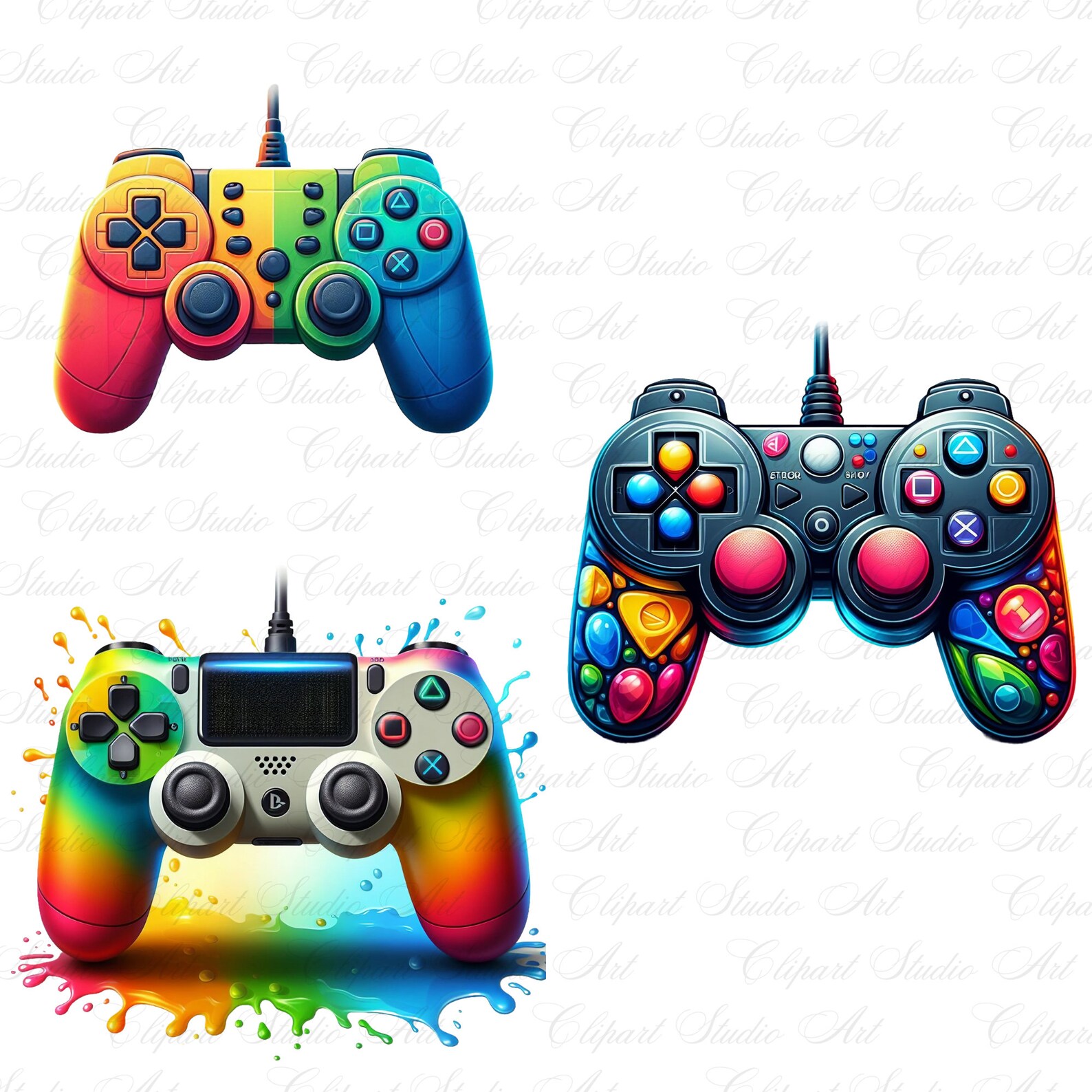 Colorful Game Controller Clipart, Colorful and Realistic Game Consoles ...