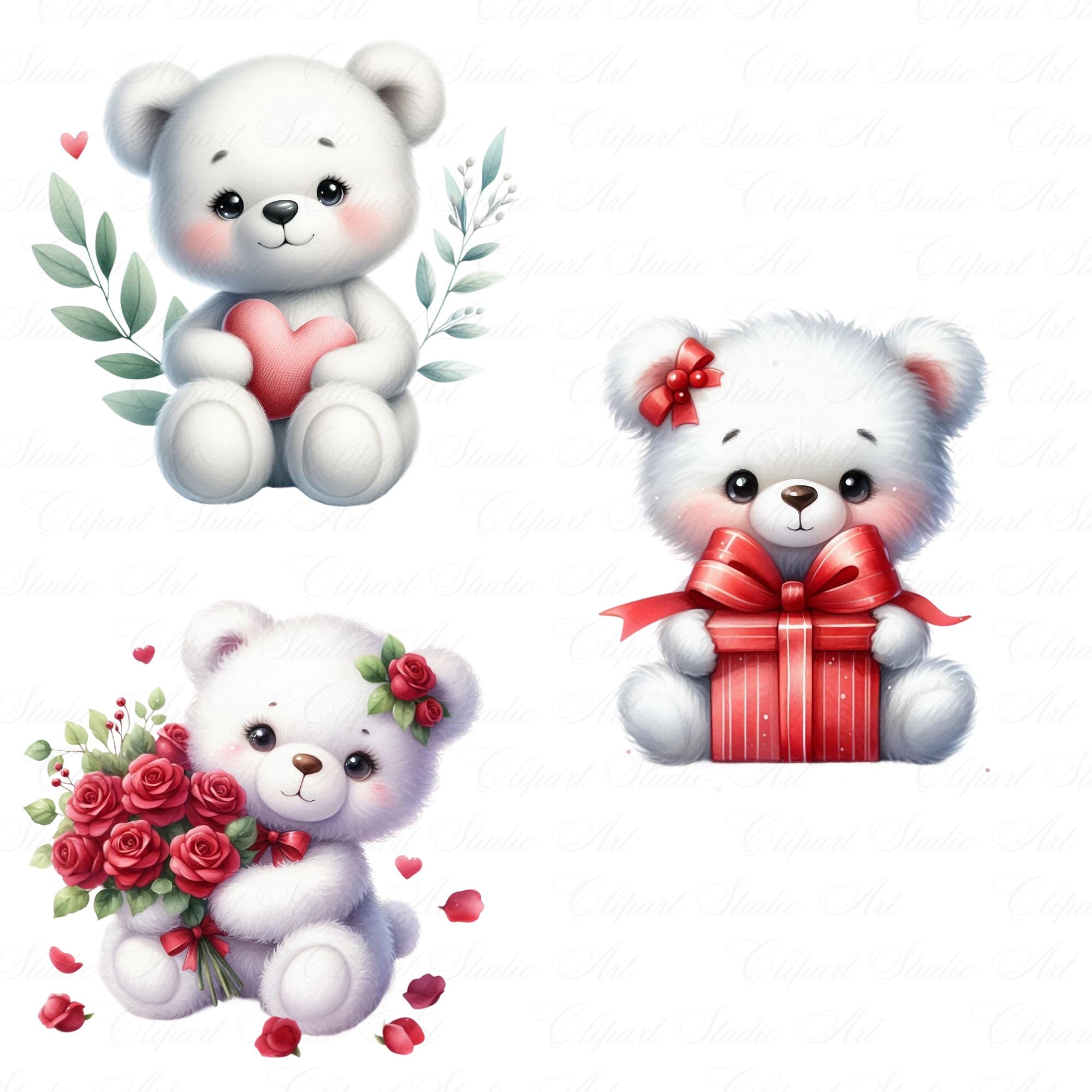 16 Valentine's Day Bear Clipart, Valentine's Day Gift Clipart, ,love ...