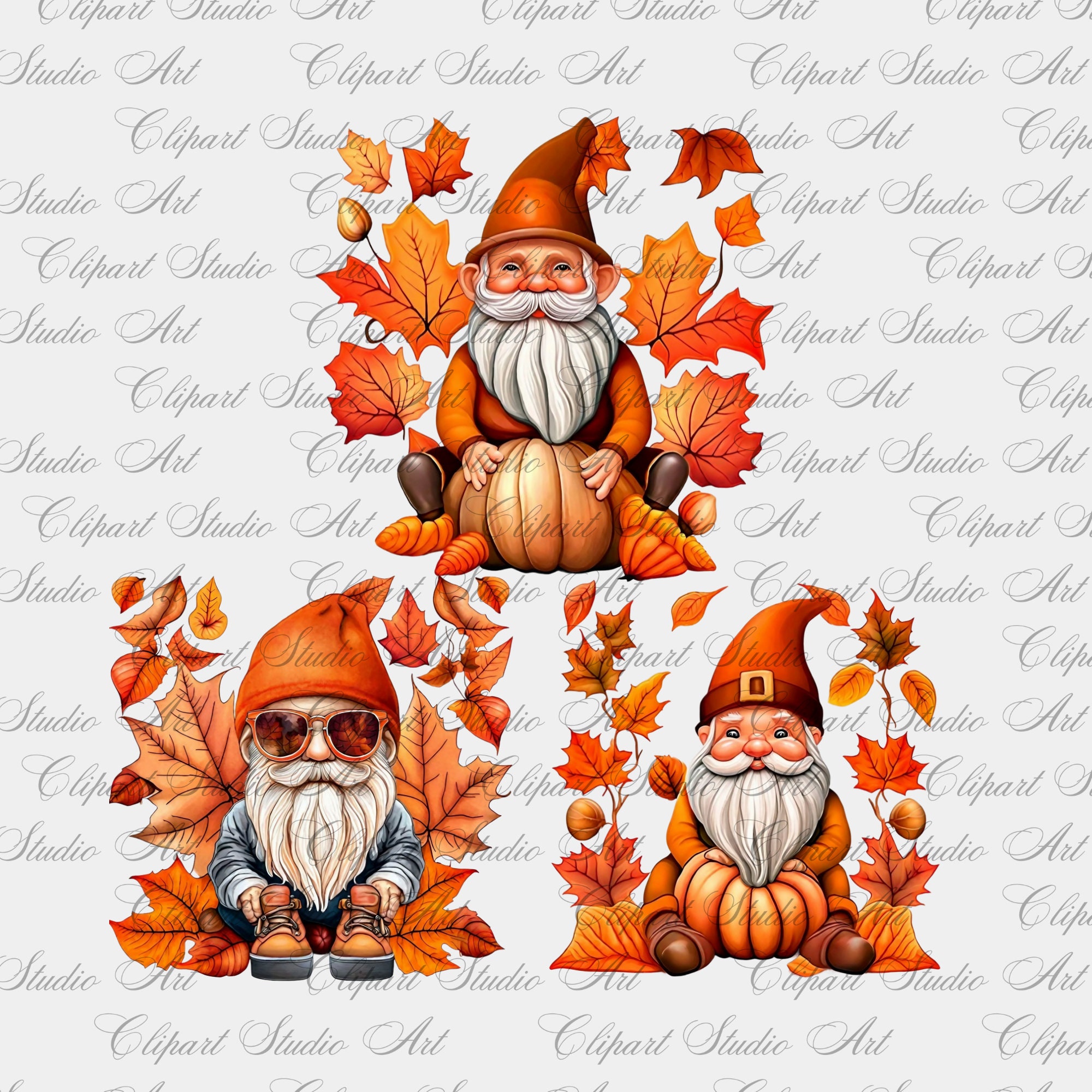 Cute Autumn Fall Gnome Clipart Gnome Floral Fall Clipart - Etsy