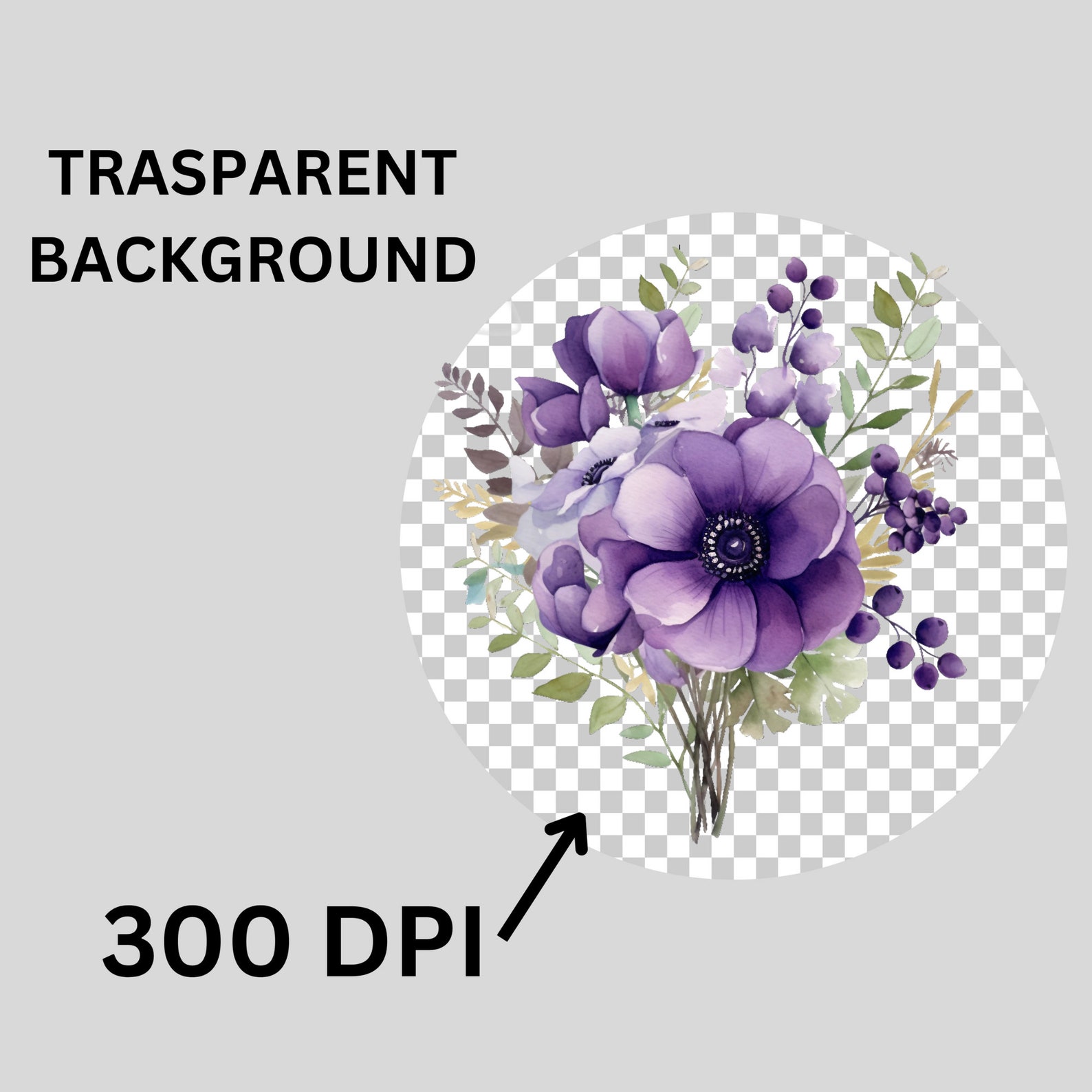 15 Violet Flower Bouquet Clipart, Wedding Bridal Shower Violet Flower ...