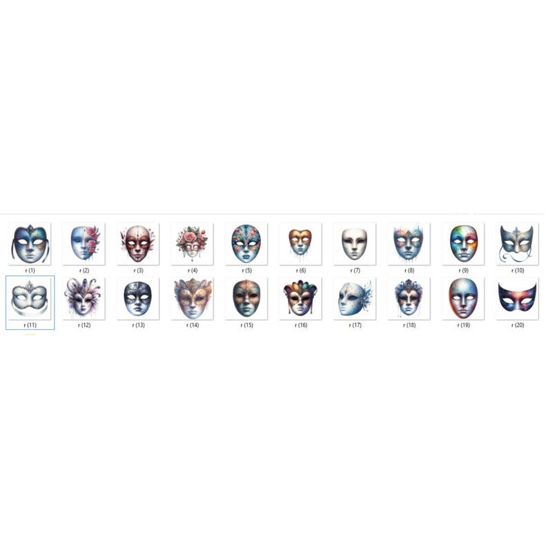 20 Original Masks Clipart, Colorful Mask, Masquerade, Watercolor and ...