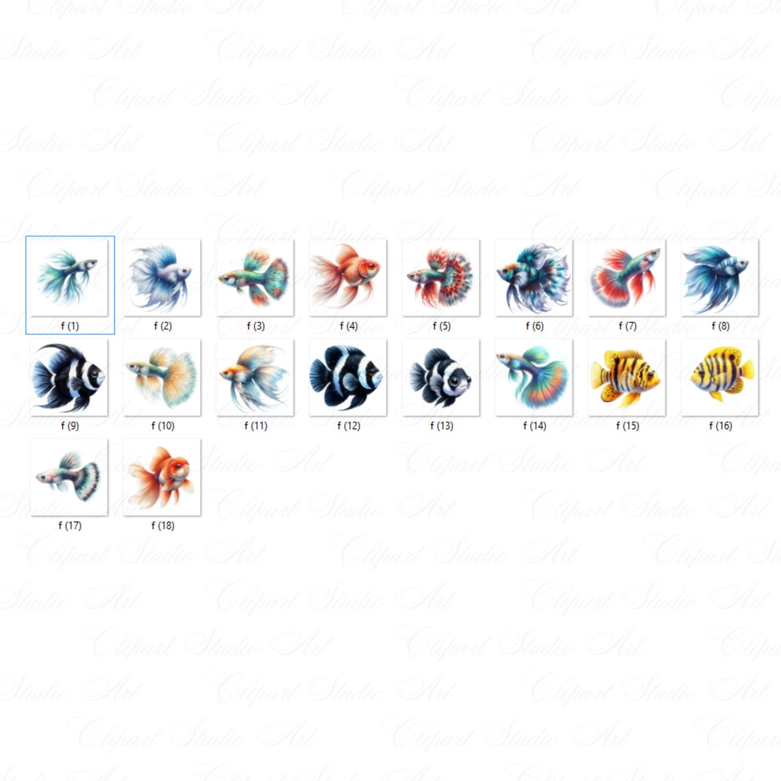 18 Aquarium Fish Clipart, Colorful Fish Clipart, Watercolor Aquarium ...