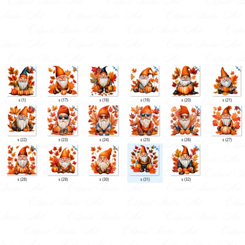 Autumn Gnome Clipart, Fall Leaves, Pumpkins (PNG, JPG, SVG) - Etsy