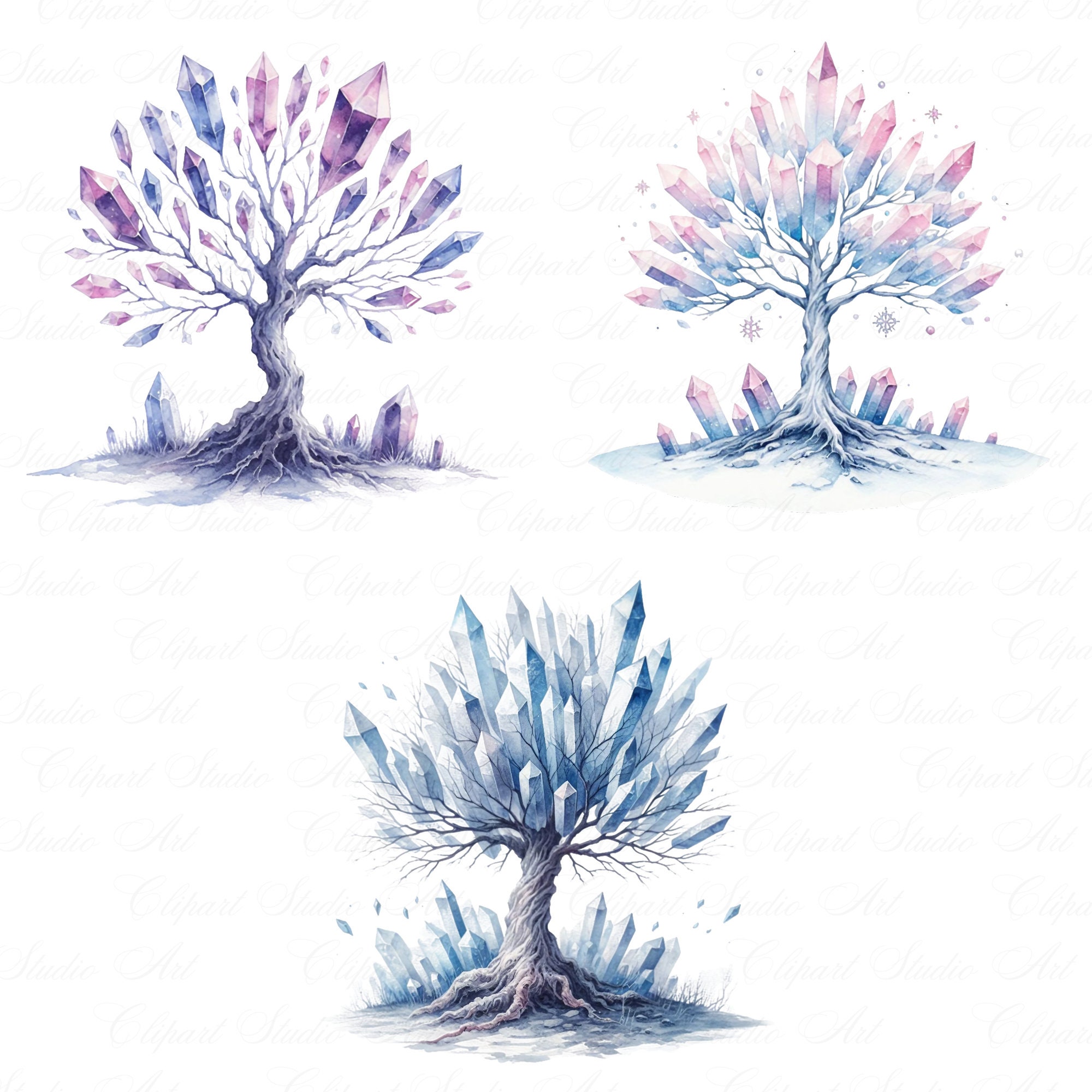20 Crystal Tree Clipart, High Quality Crystal Tree Clipart, Watercolor ...