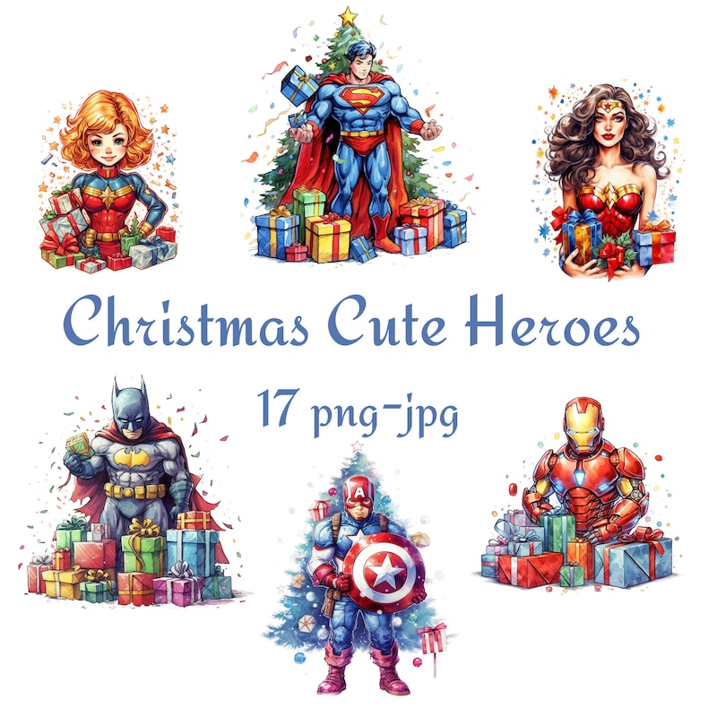 Superhero Clipart - Etsy