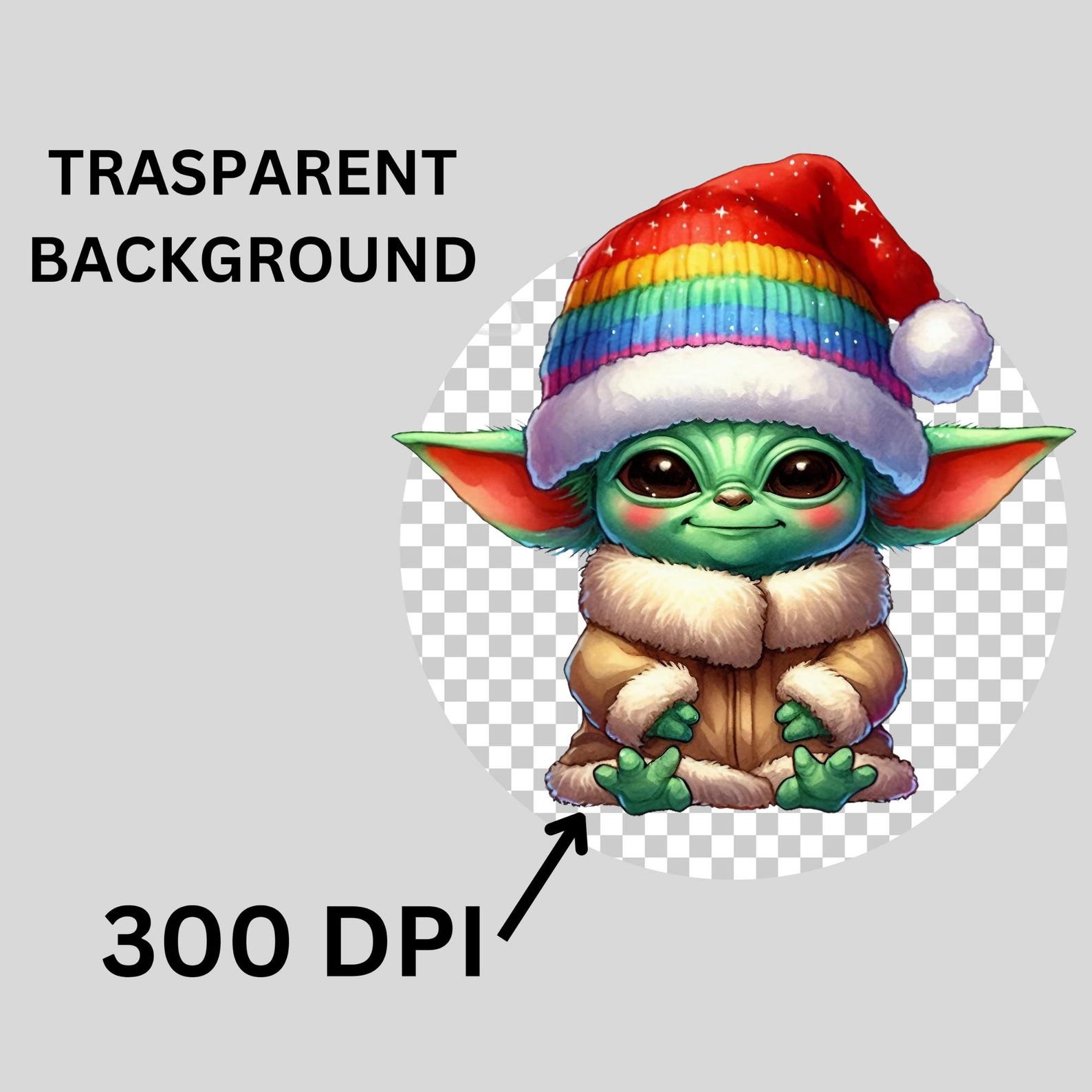 15 Baby Yoda in Santa Hat Clipart, Cute Baby Yoda Star Wars Clipart ...