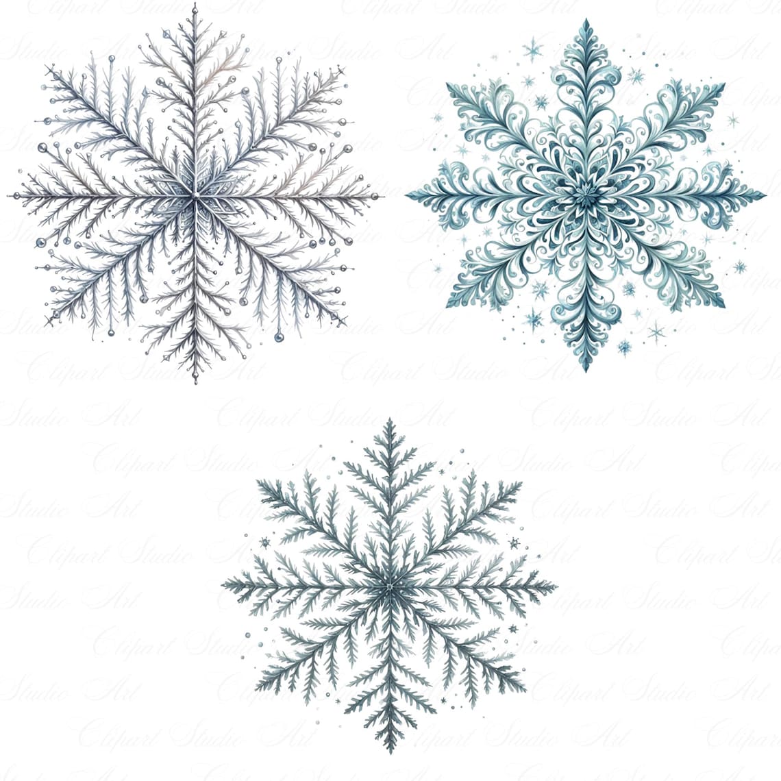 18 Snowflake Clipart, Snowflake Winter Christmas Ornaments Clipart ...