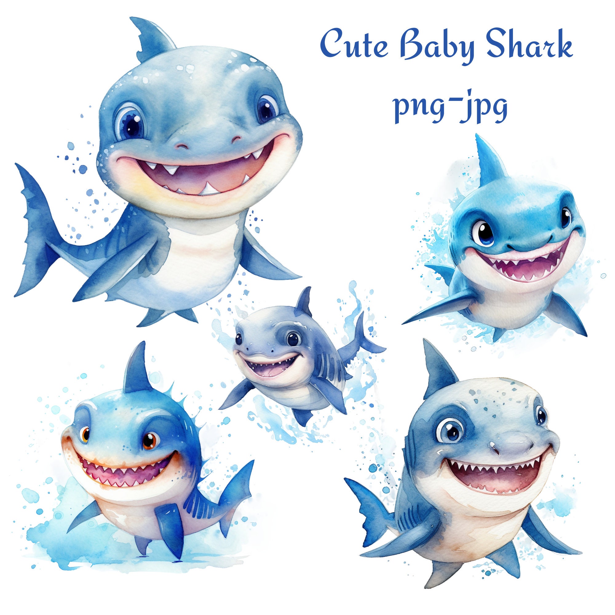 Cute Baby Shark Clipart, Baby Shark Clipart, Cute Baby Shark Under the ...