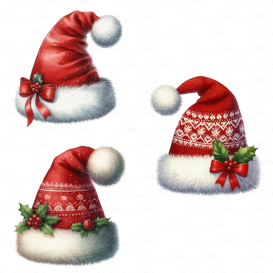 17 Christmas Hat Clipart, Christmas Fancy Hat Clipart, Watercolor ...