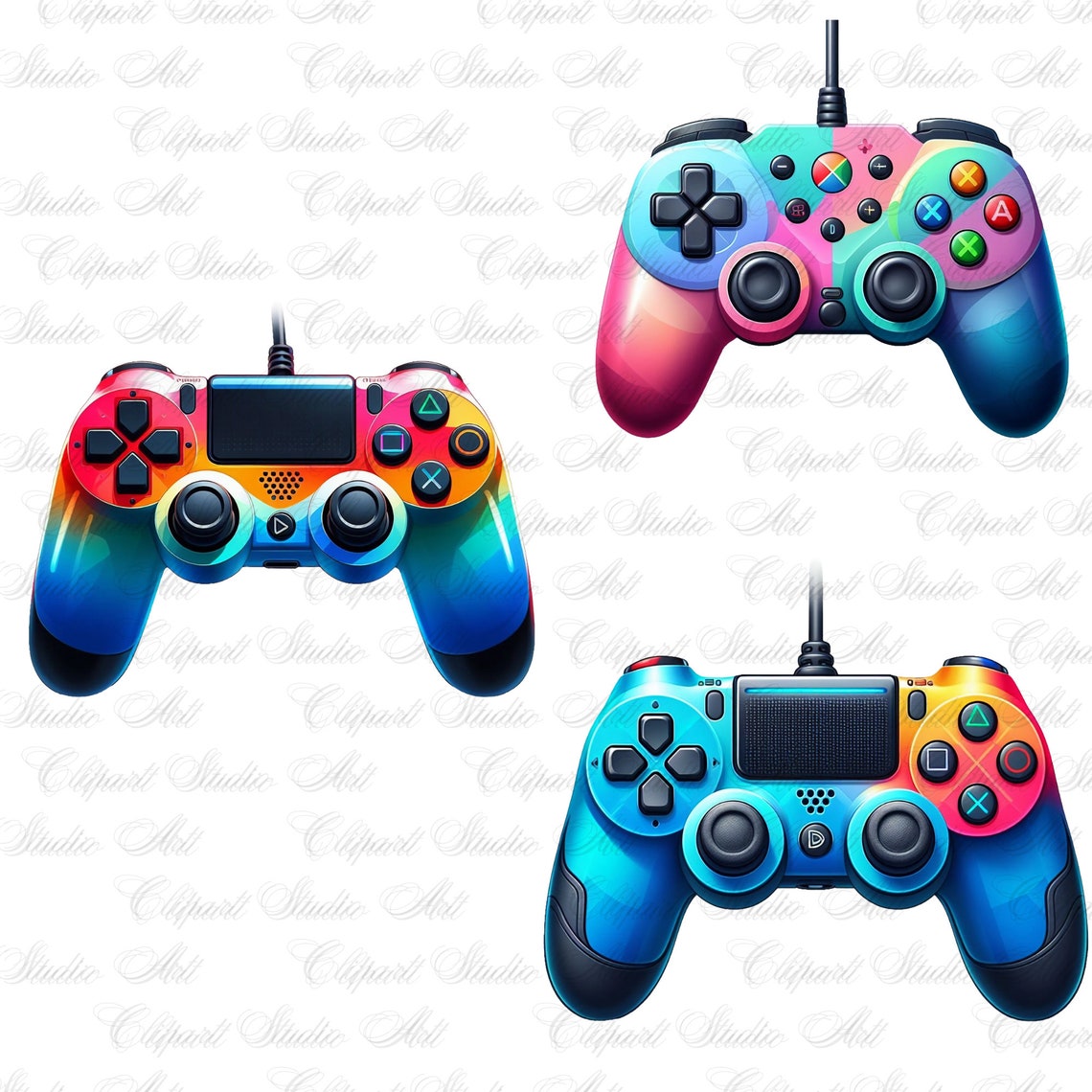 Colorful Game Controller Clipart, Colorful and Realistic Game Consoles ...