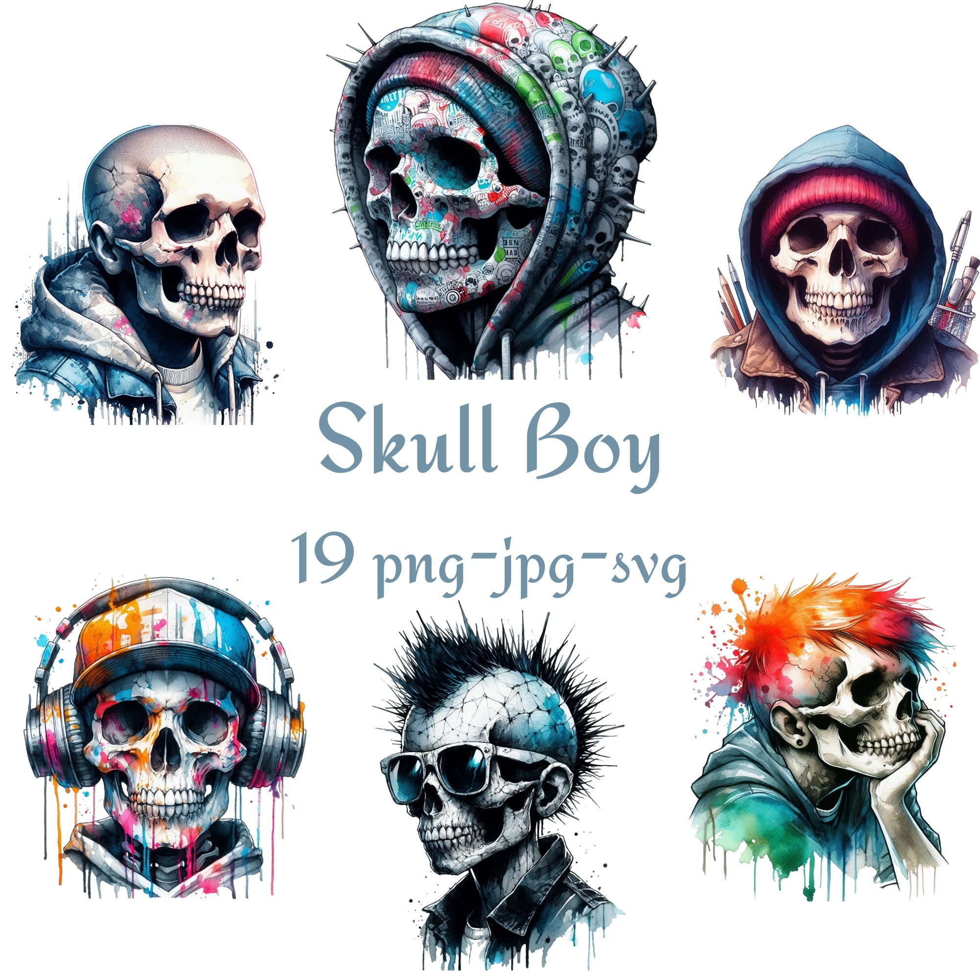 19 Skull Boy Clipart, Skull Boys Street Art Graffiti Clipart ...