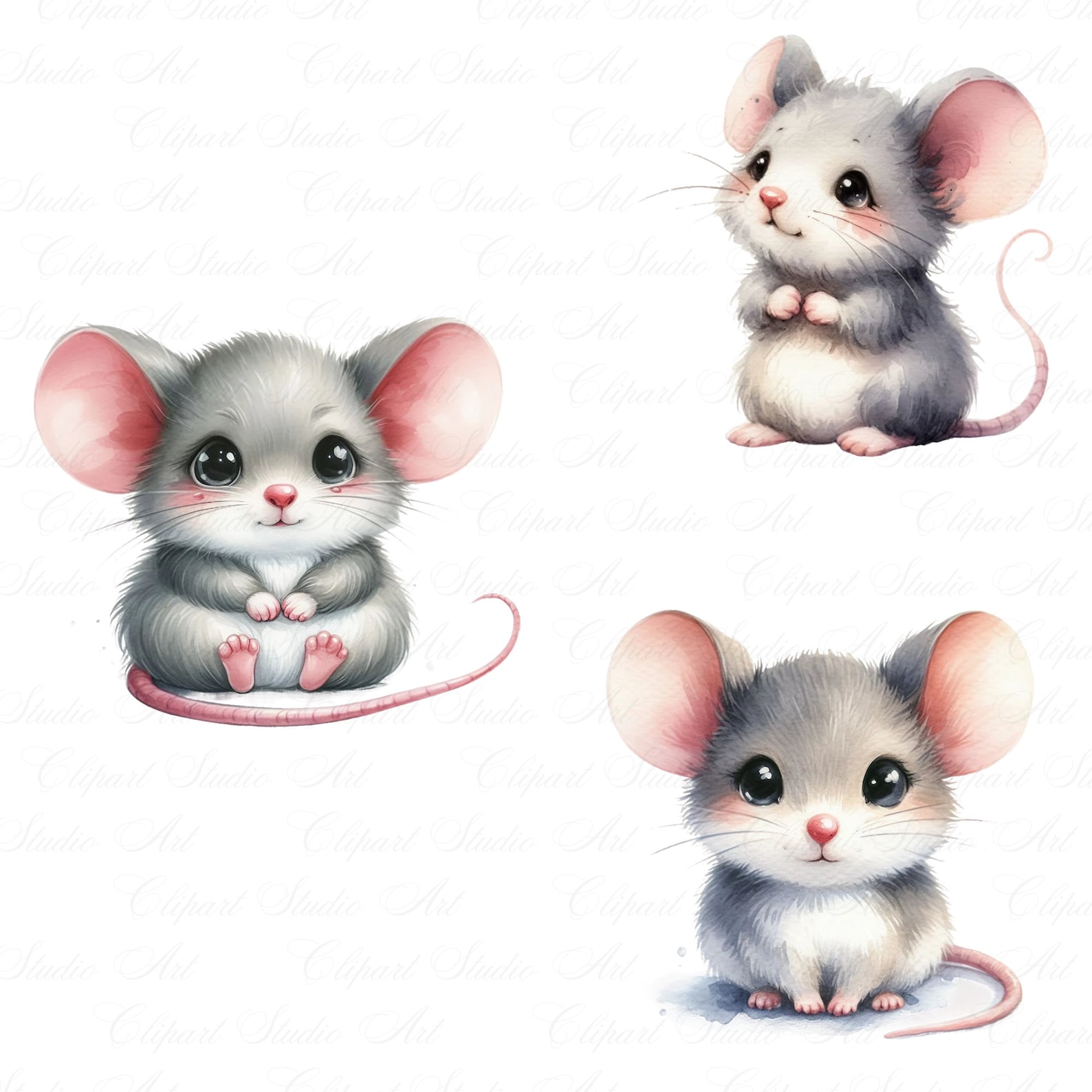 19 Cute Mouse Clipart, Watercolor Cute Mice Clipart, Watercolor Cute ...