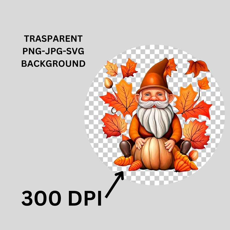 Autumn Gnome Clipart, Fall Leaves, Pumpkins (PNG, JPG, SVG) - Etsy