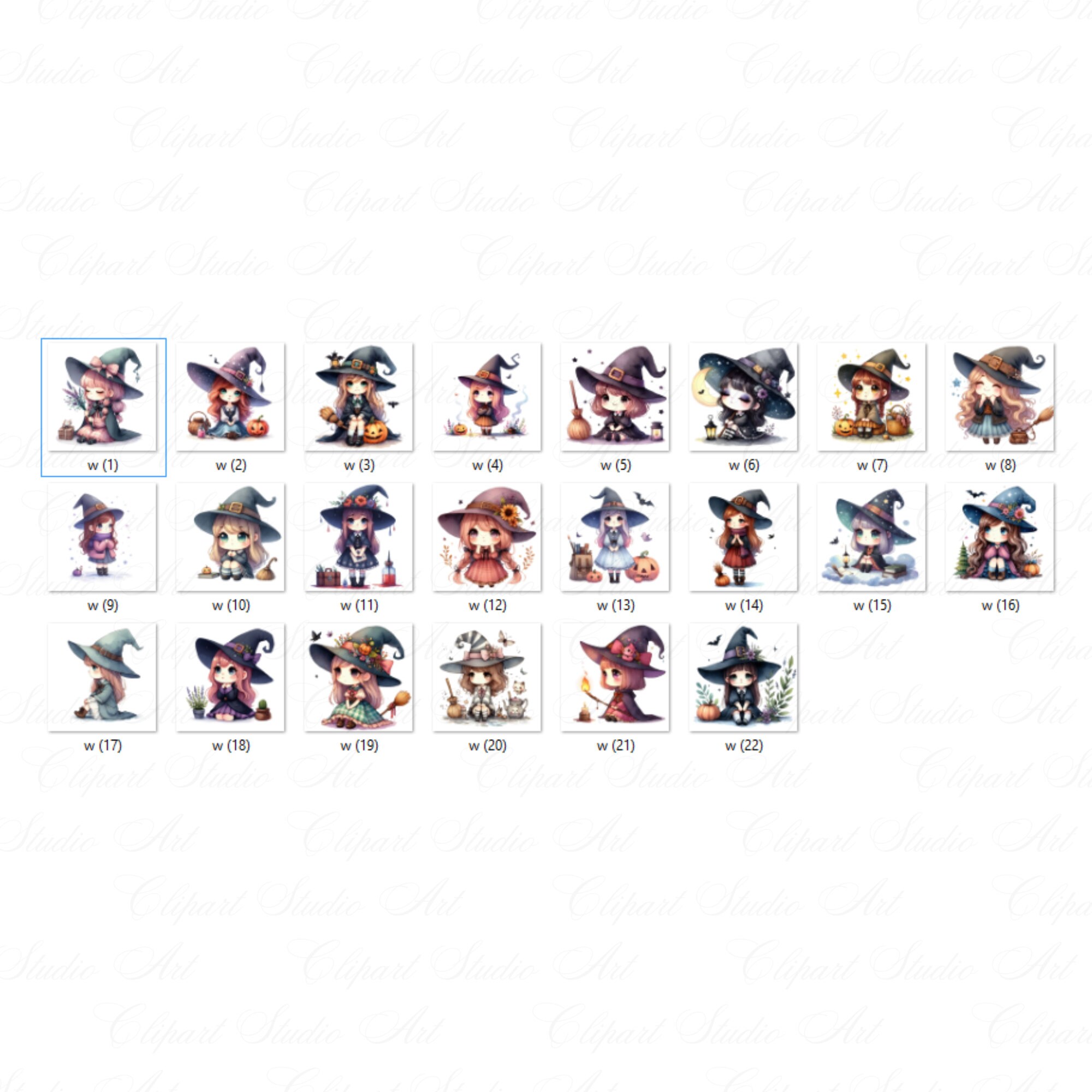 22 Cute Witches Clipart, Little Witch Clipart, Watercolor Cute Witches ...