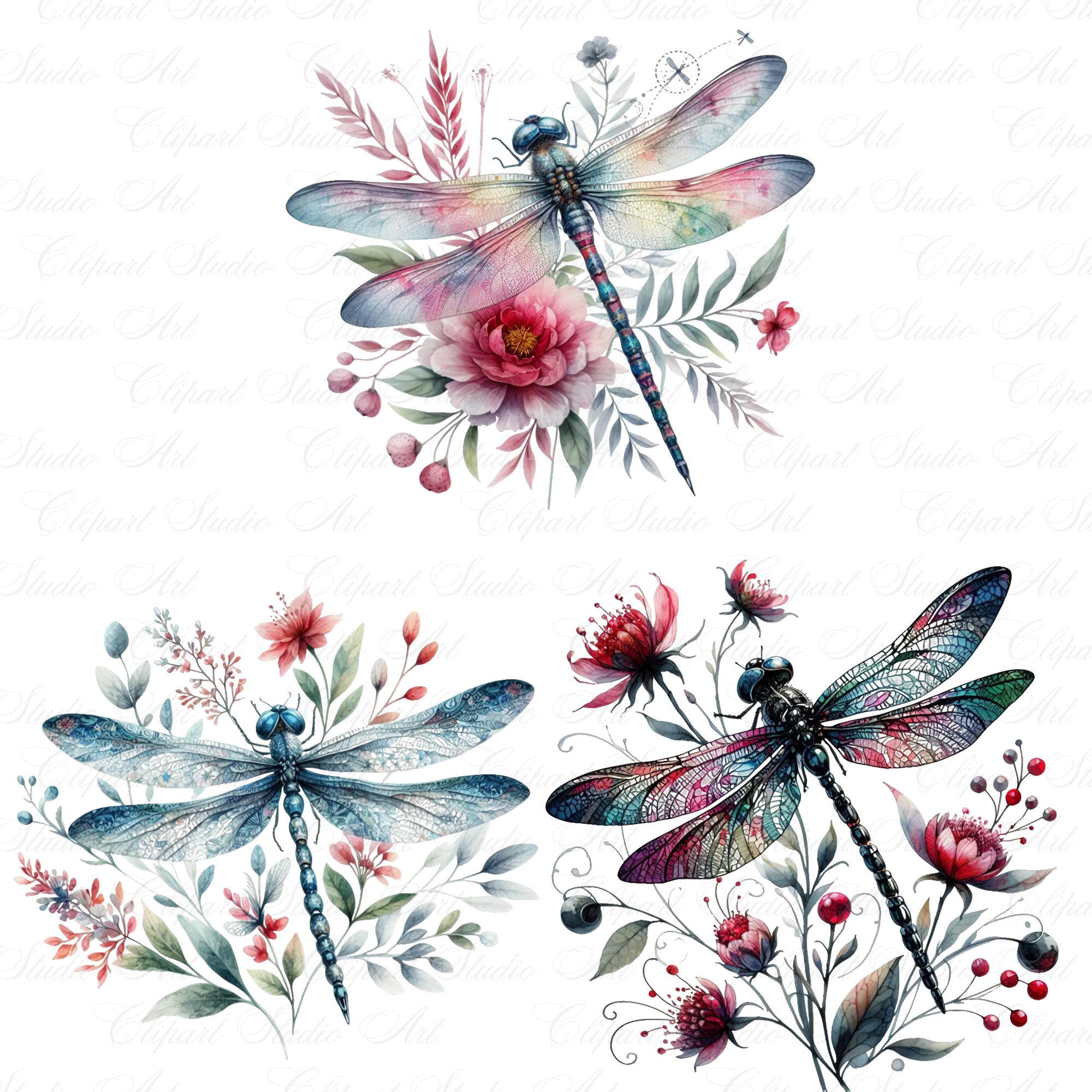 21 Flowering Dragonfly Clipart, Dragonfly Illustration With Transparent ...