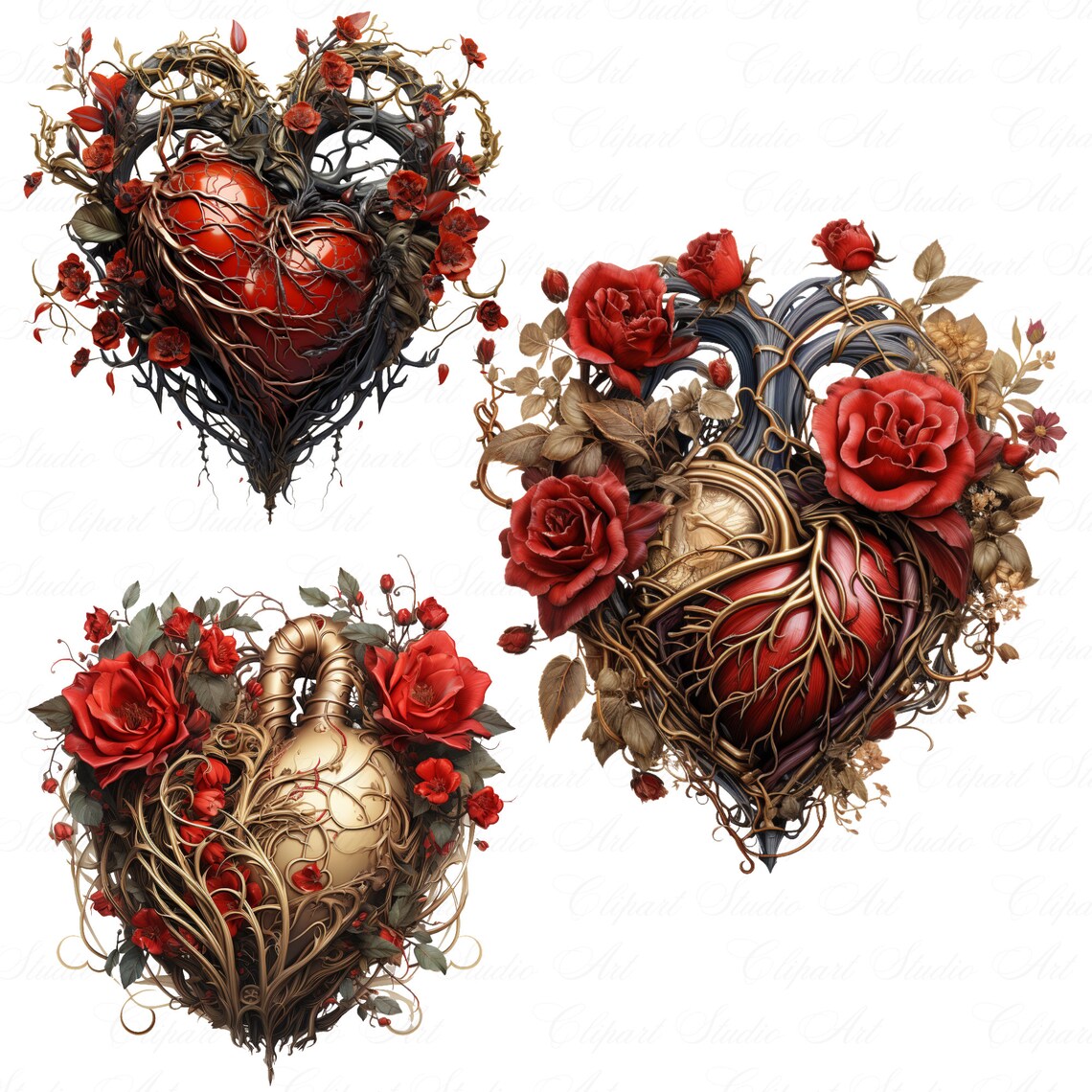 13 Anatomical Heart Clipart, Gothic Human Heart Valentines Clipart ...