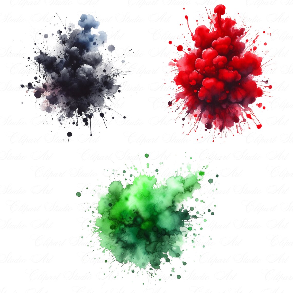 20 Ink Splash Clipart, Ink Splash Clipart, Watercolor Ink Splash ...