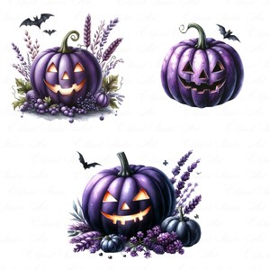 19 Halloween Purple Pumpkin Clipart, Halloween Creepy Purple Pumpkin ...