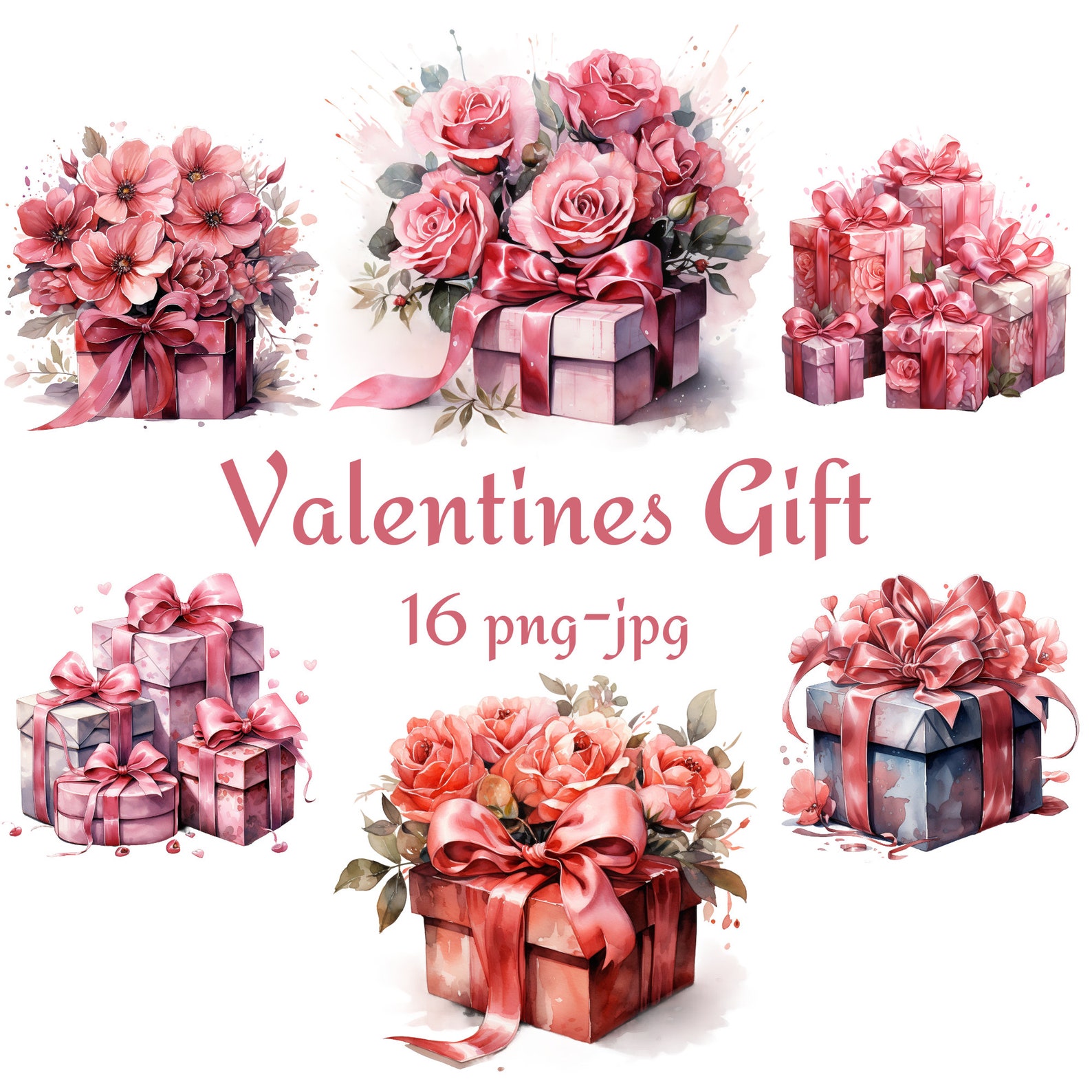 16 Valentine's Day Gift Clipart, Valentine's Day Gift & Flower Clipart ...
