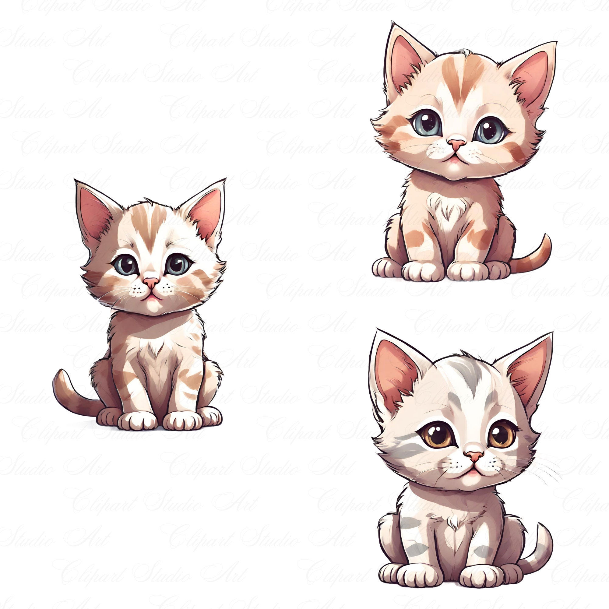13 Cute Kitten Clipart, Little Cute Cats Clipart, Animals Clipart ...