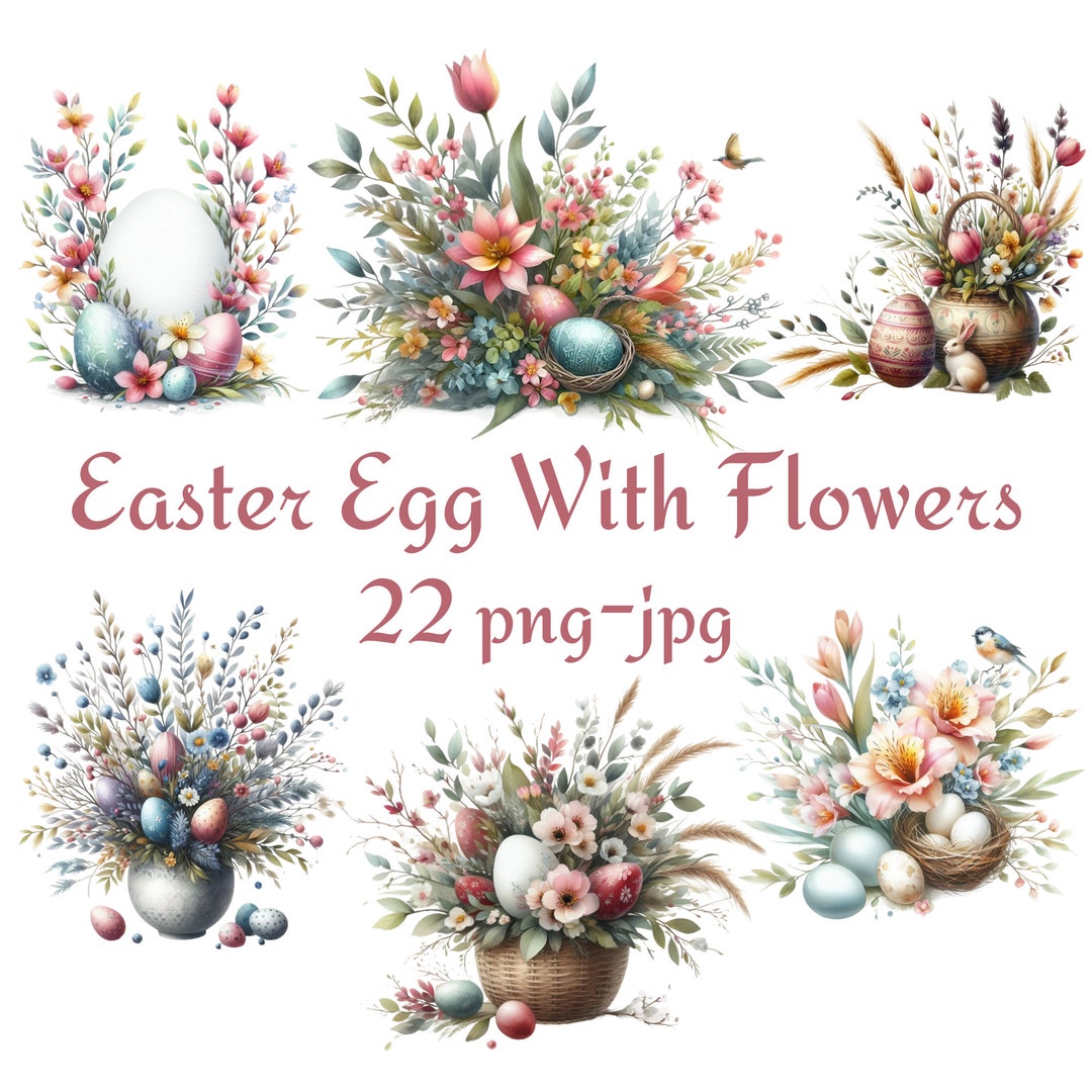 22 Easter Egg With Flowers Clipart, Flowers and Eggs Clipart ...
