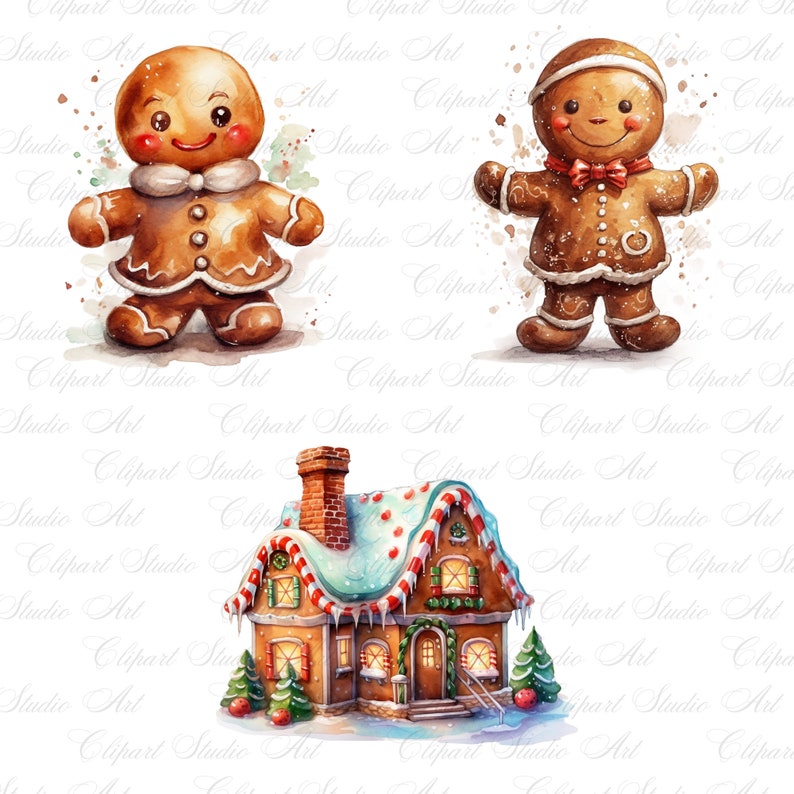 Christmas Painted Man Gingerbread Clipart Christmas House - Etsy