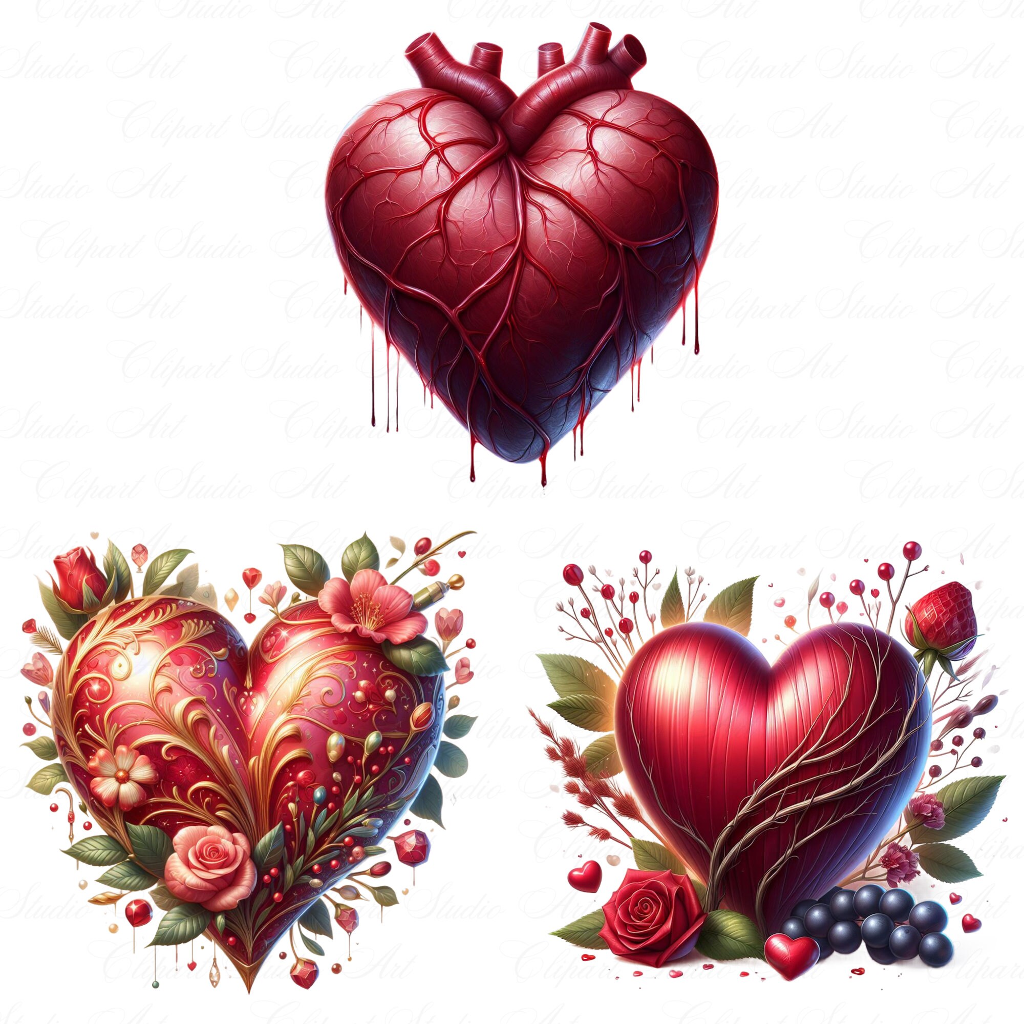17 Valentine's Day Heart Clipart, Watercolor Heart Transparent ...