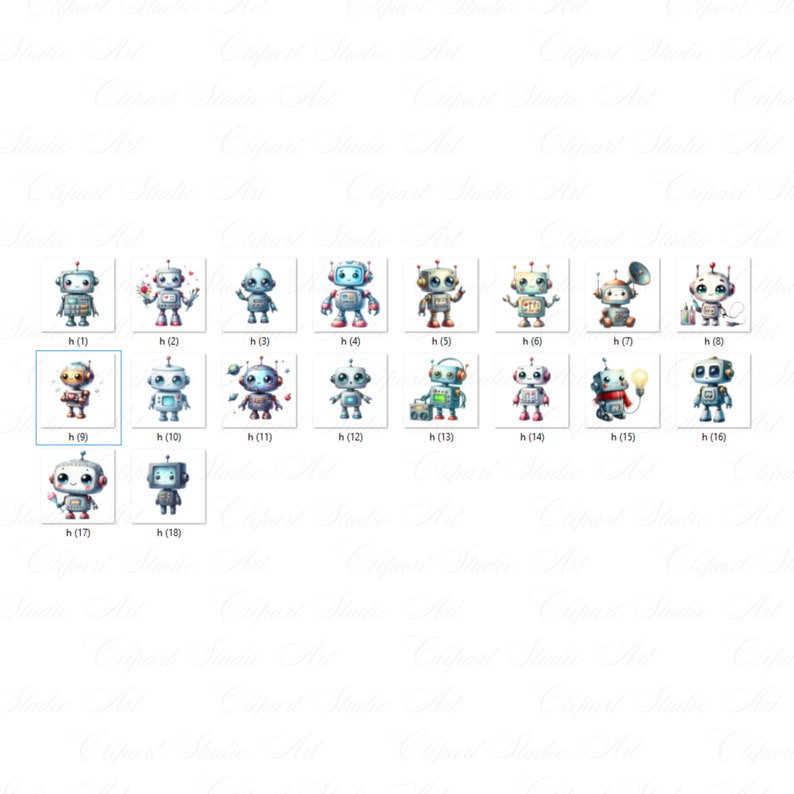 18 Cute Robots Clipart, Cute Robots Transparent Background, Watercolor ...