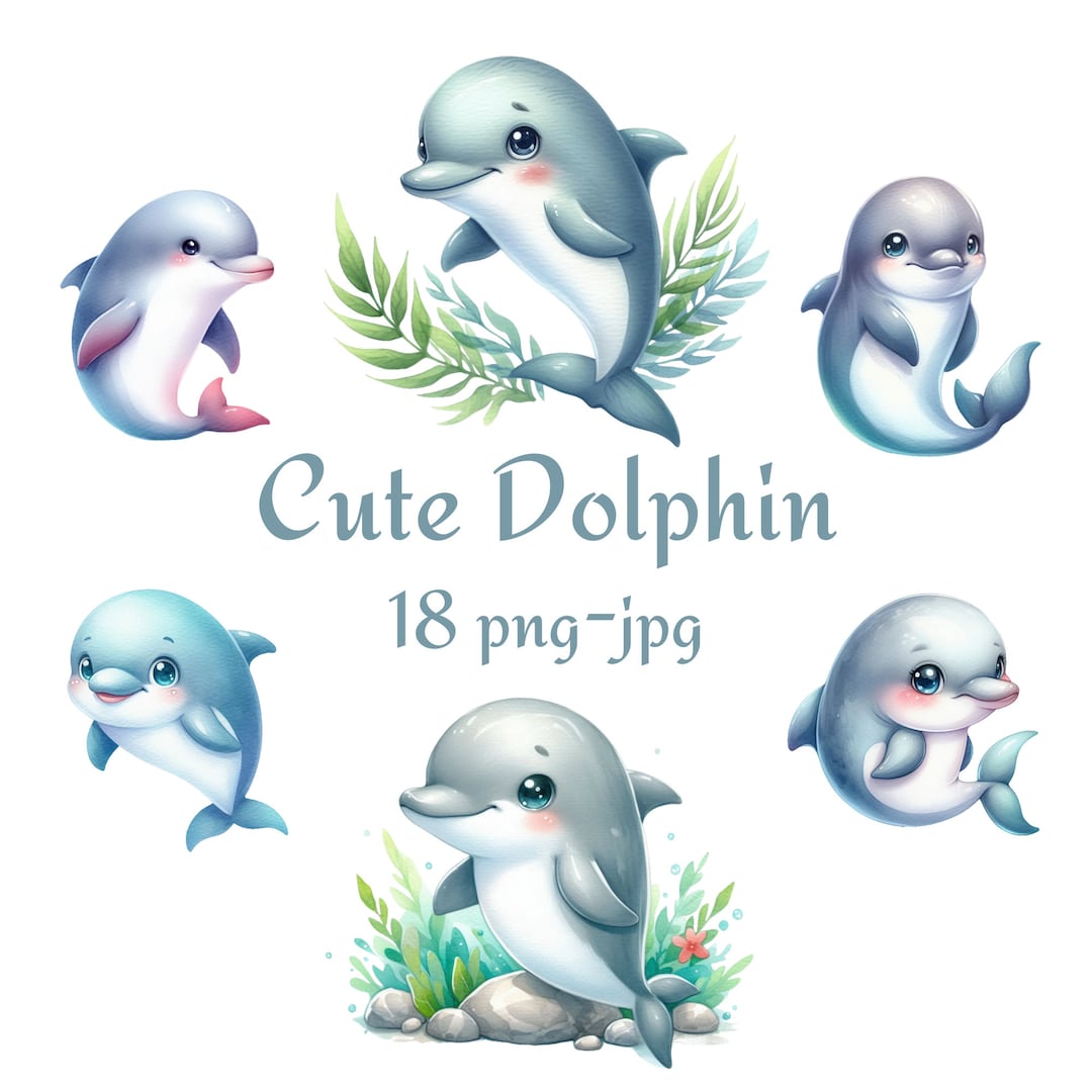 18 Cute Dolphin Clipart, High Quality Cute Dolphin Clipart, Watercolor ...