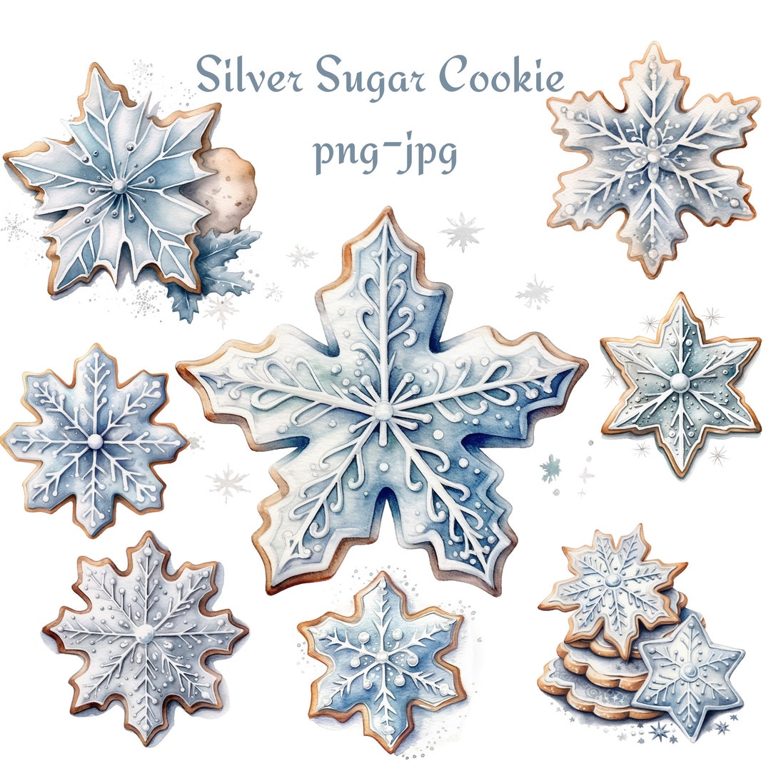 Christmas Silver Sugar Cookie Clipart, Christmas Silver Sugar Snowflake ...