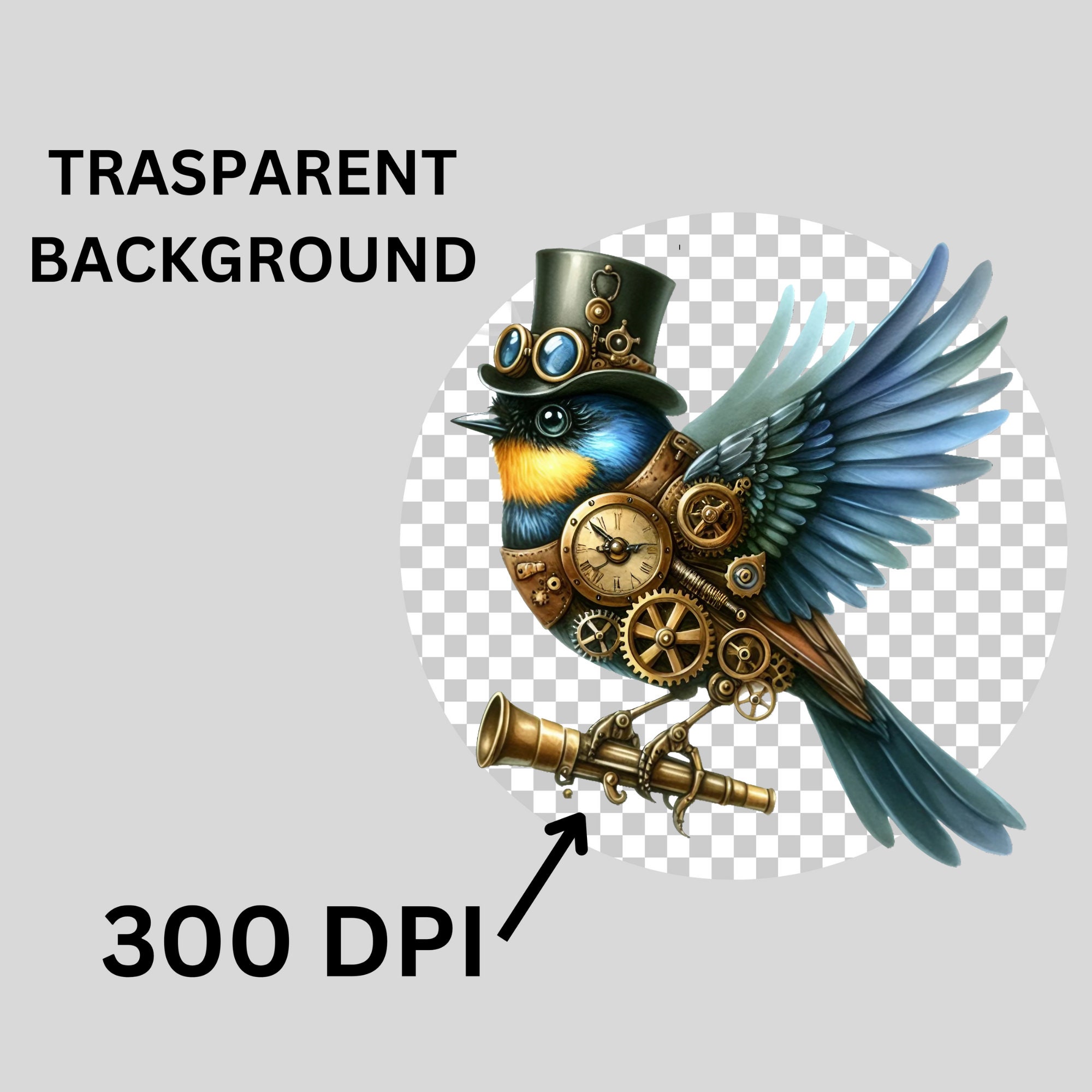 15 Steampunk Birds Clipart, Watercolor Steampunk Birds Clipart, Watercolor Steampunk Birds ...